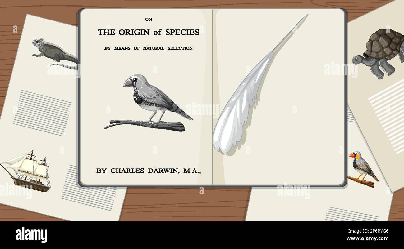Charles Darwin And The Origin Of Species Book Illustration Stock Vector Image And Art Alamy