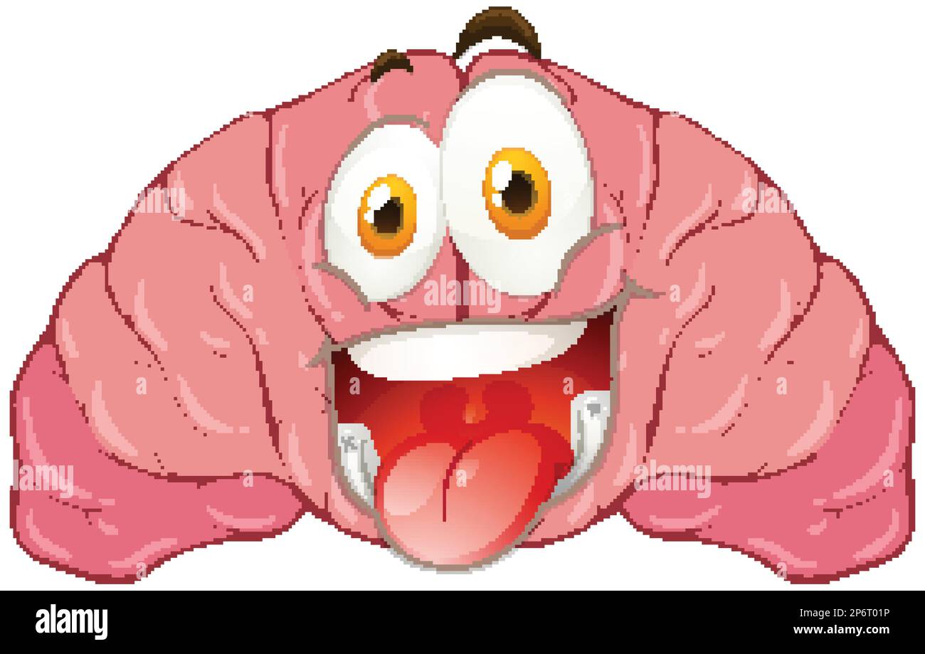 Cartoon human brain with facial expression illustration Stock Vector ...