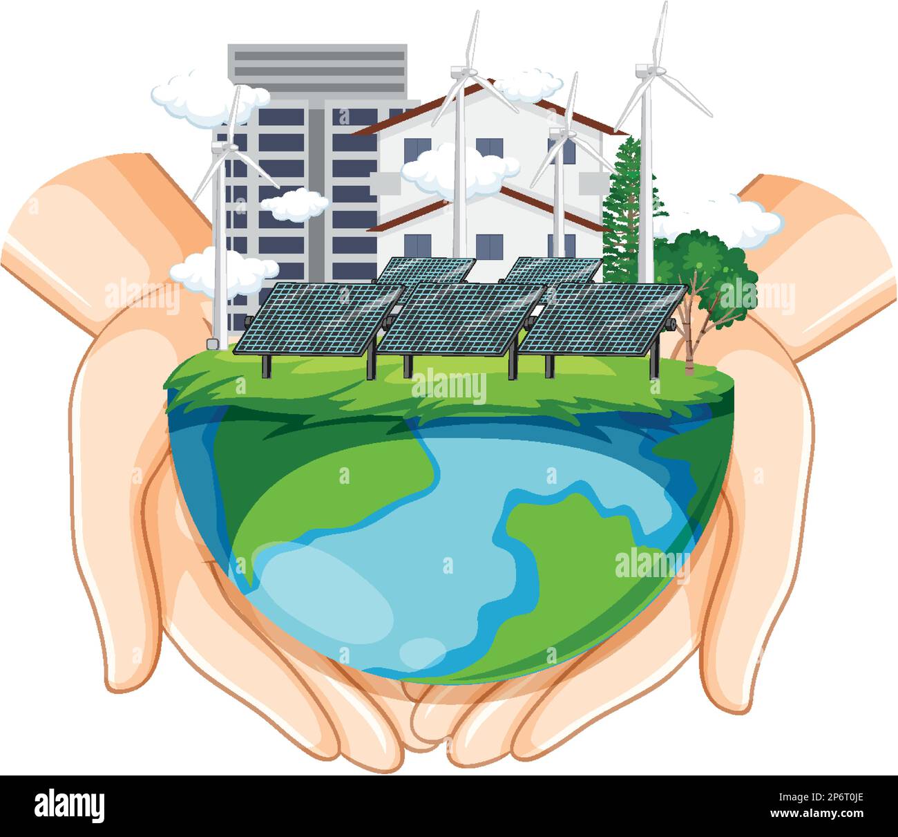 Green energy generated from natural resources vector concept ...