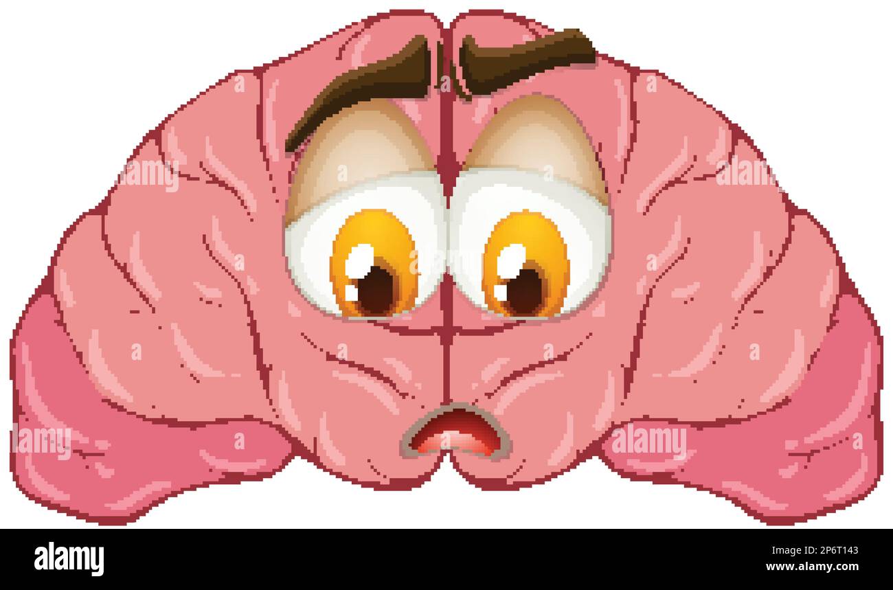 Cartoon human brain with facial expression illustration Stock Vector ...