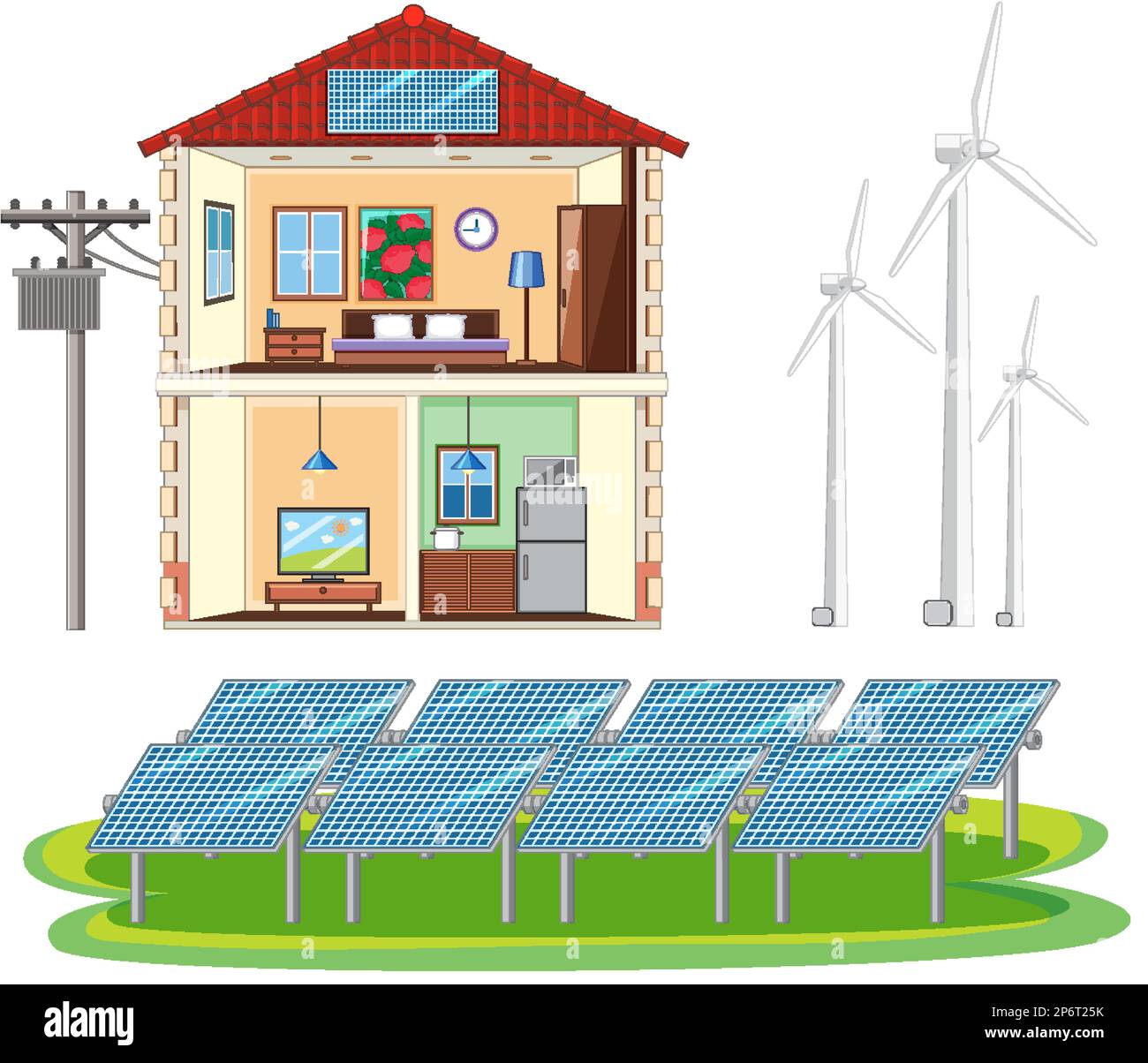 Green energy from natural resources vector concept illustration Stock ...