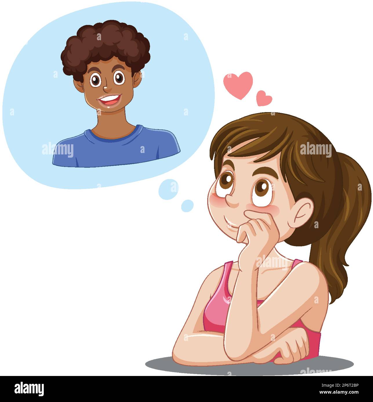 Teen Girl Thinking of Her Boyfriend illustration Stock Vector Image ...