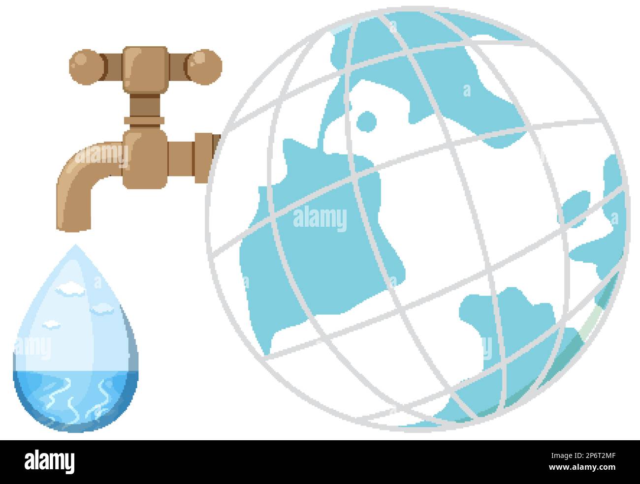 Water drop from tap with earth globe icon illustration Stock Vector ...