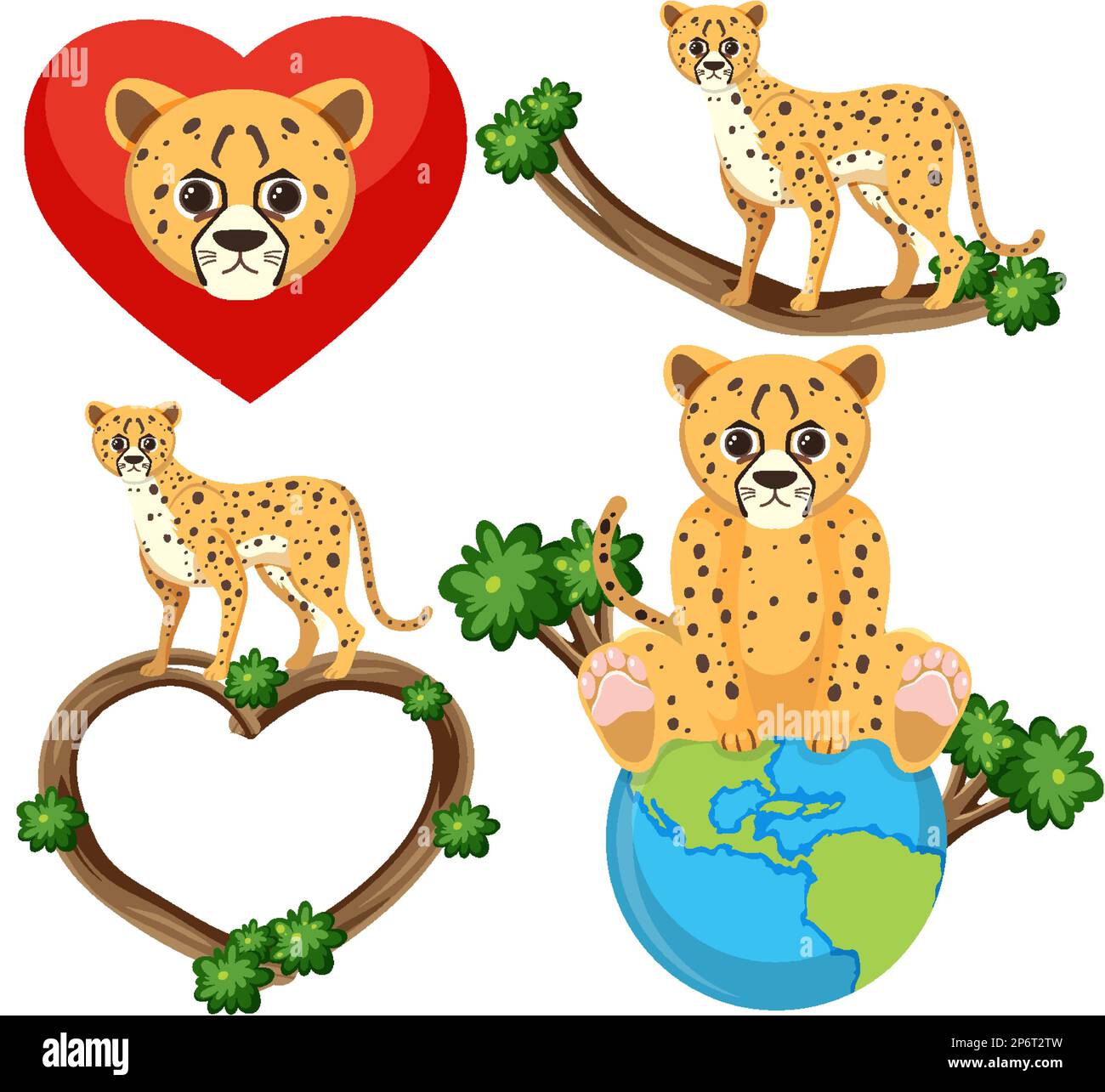 Cheetah Icons Set for Graphic Design illustration Stock Vector Image ...