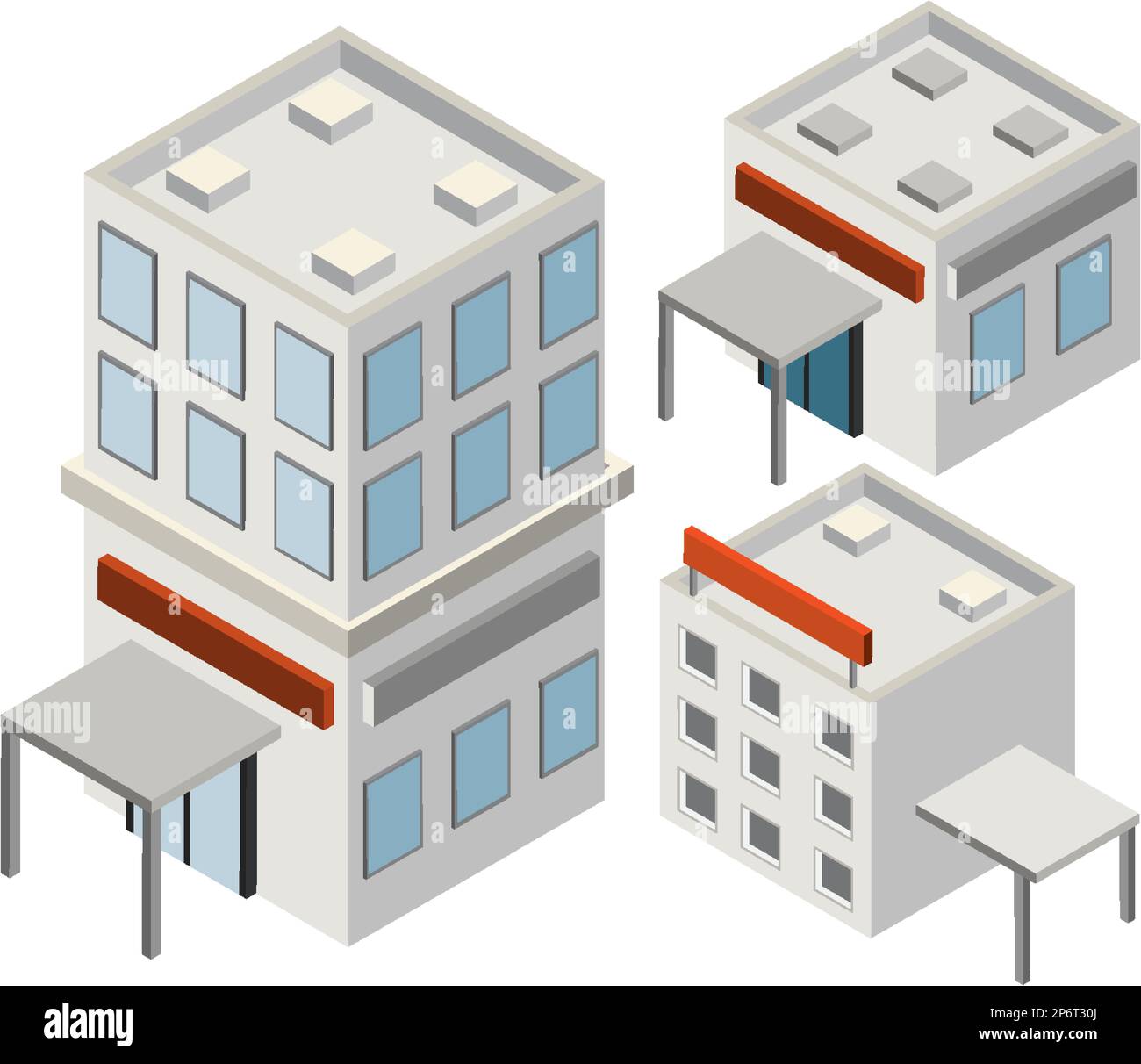 Isometric Buildings and Houses Set illustration Stock Vector Image ...