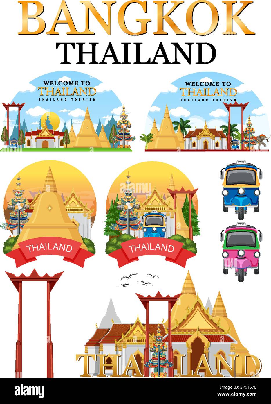 Bangkok Thailand Landmark Logo Banner illustration Stock Vector Image ...