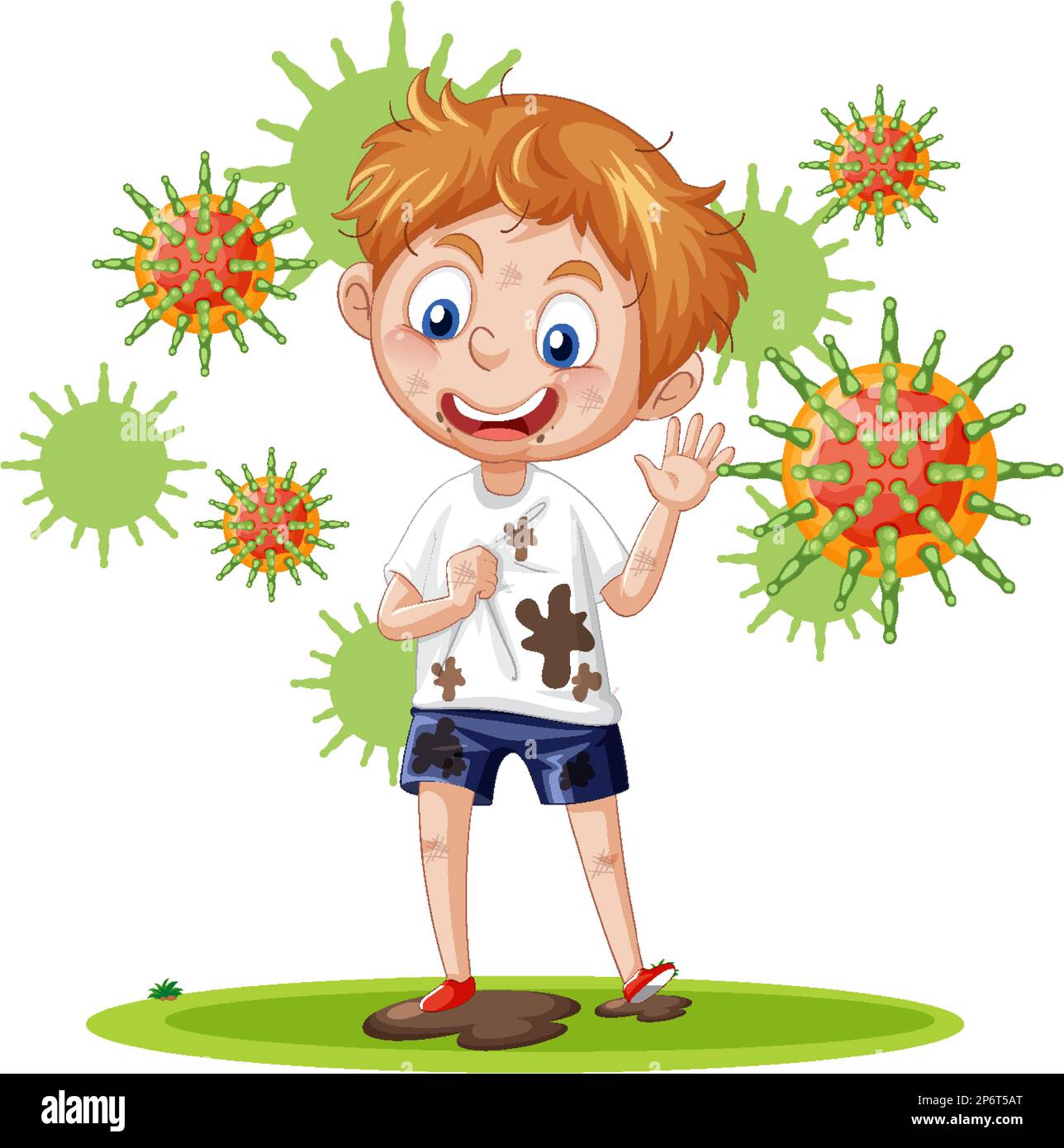 A boy surrounded by germs illustration Stock Vector Image & Art - Alamy