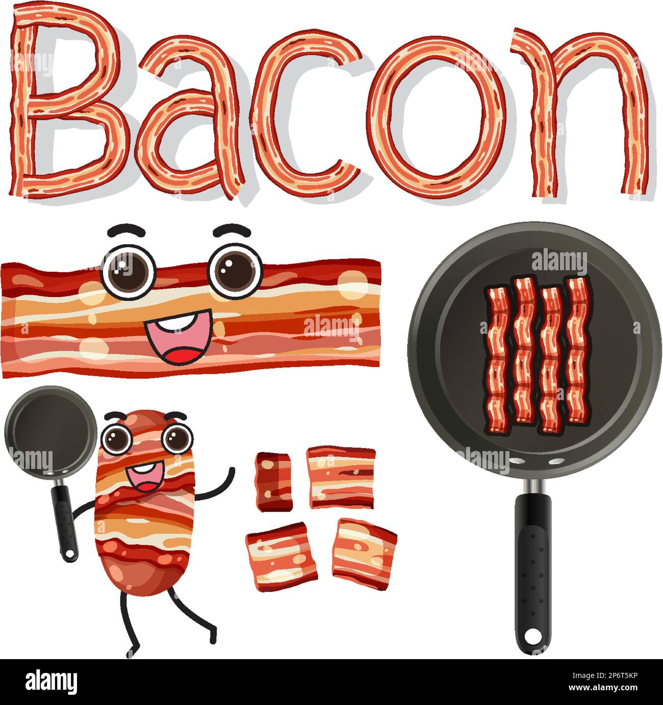 mix set of grilled bacon illustration Stock Vector Image & Art - Alamy