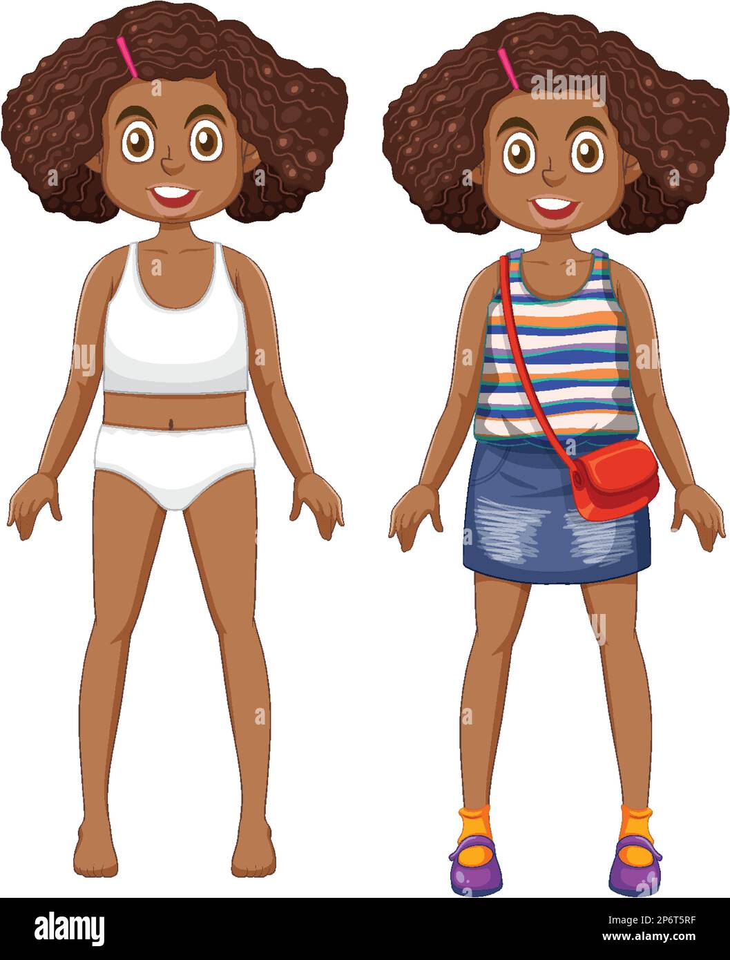 Set of African teenage cartoon character illustration Stock Vector ...