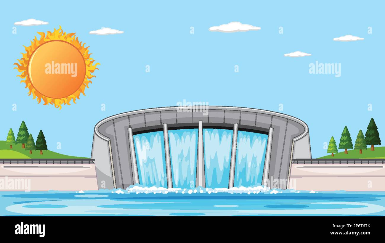 Hydroelectric Dam and Turbine Concept illustration Stock Vector Image ...