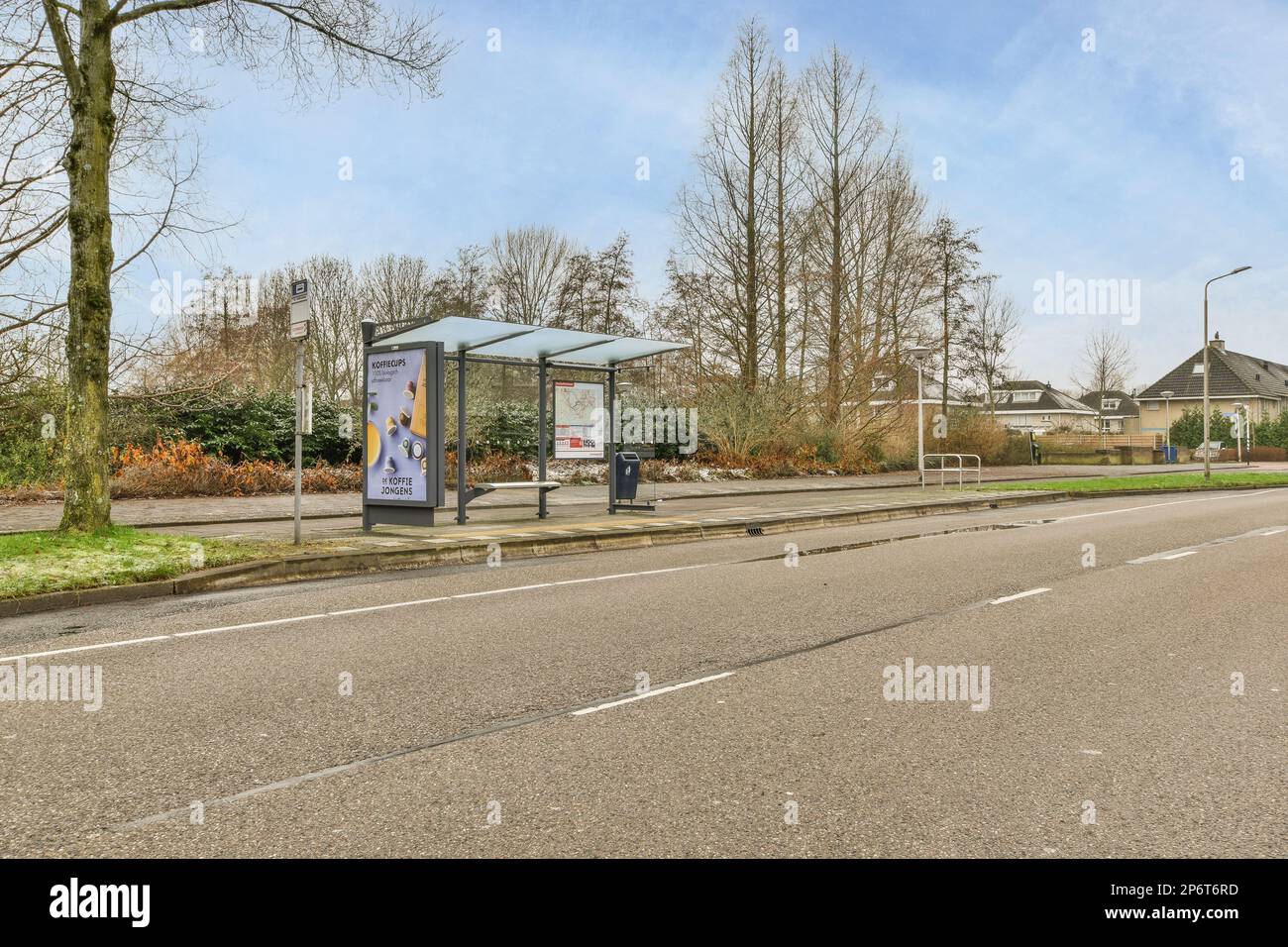 Amsterdam, Netherlands - 10 April, 2021: a bus stop on the side of the ...