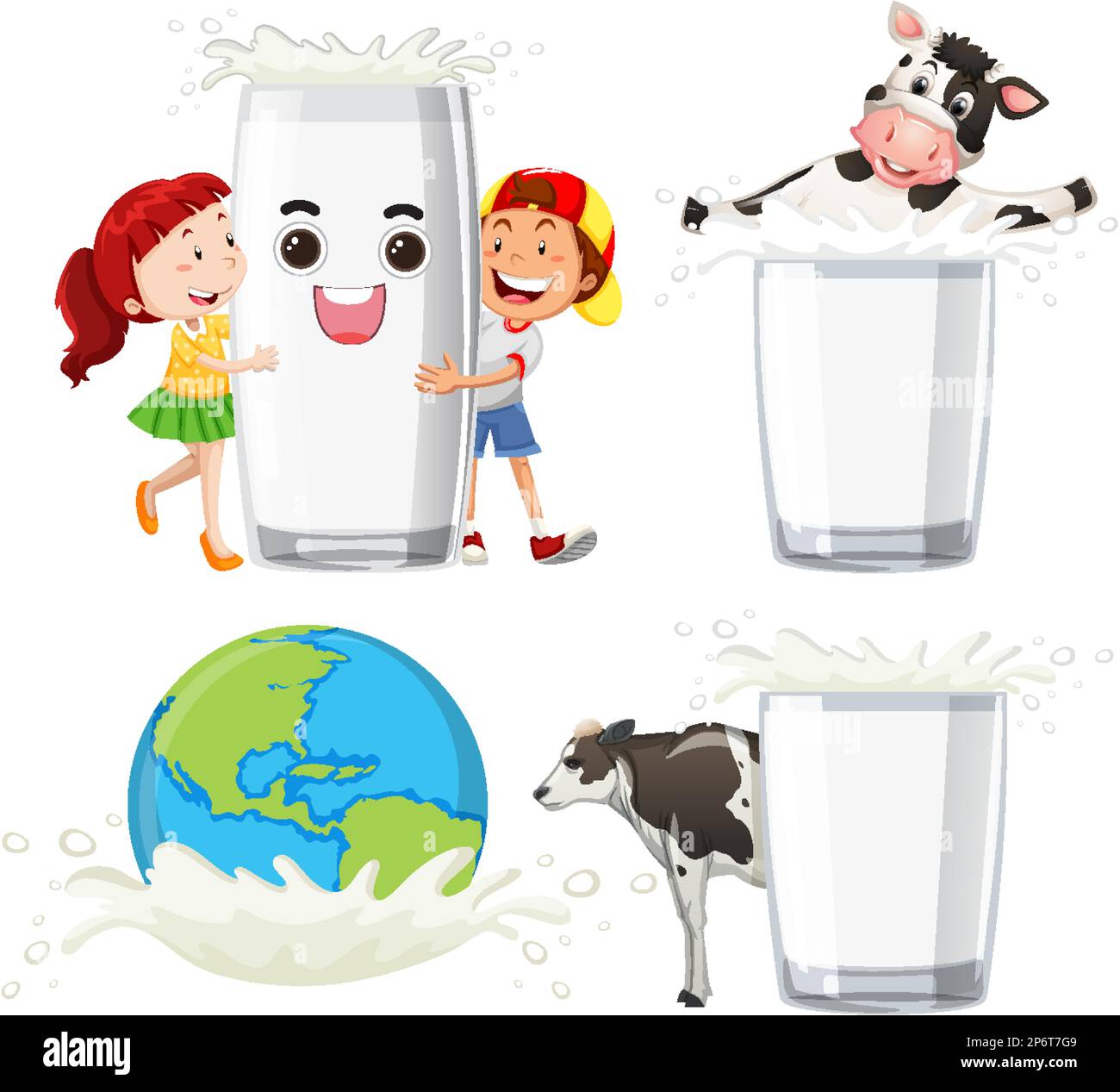 Set of mix milk dairy illustration Stock Vector Image & Art - Alamy