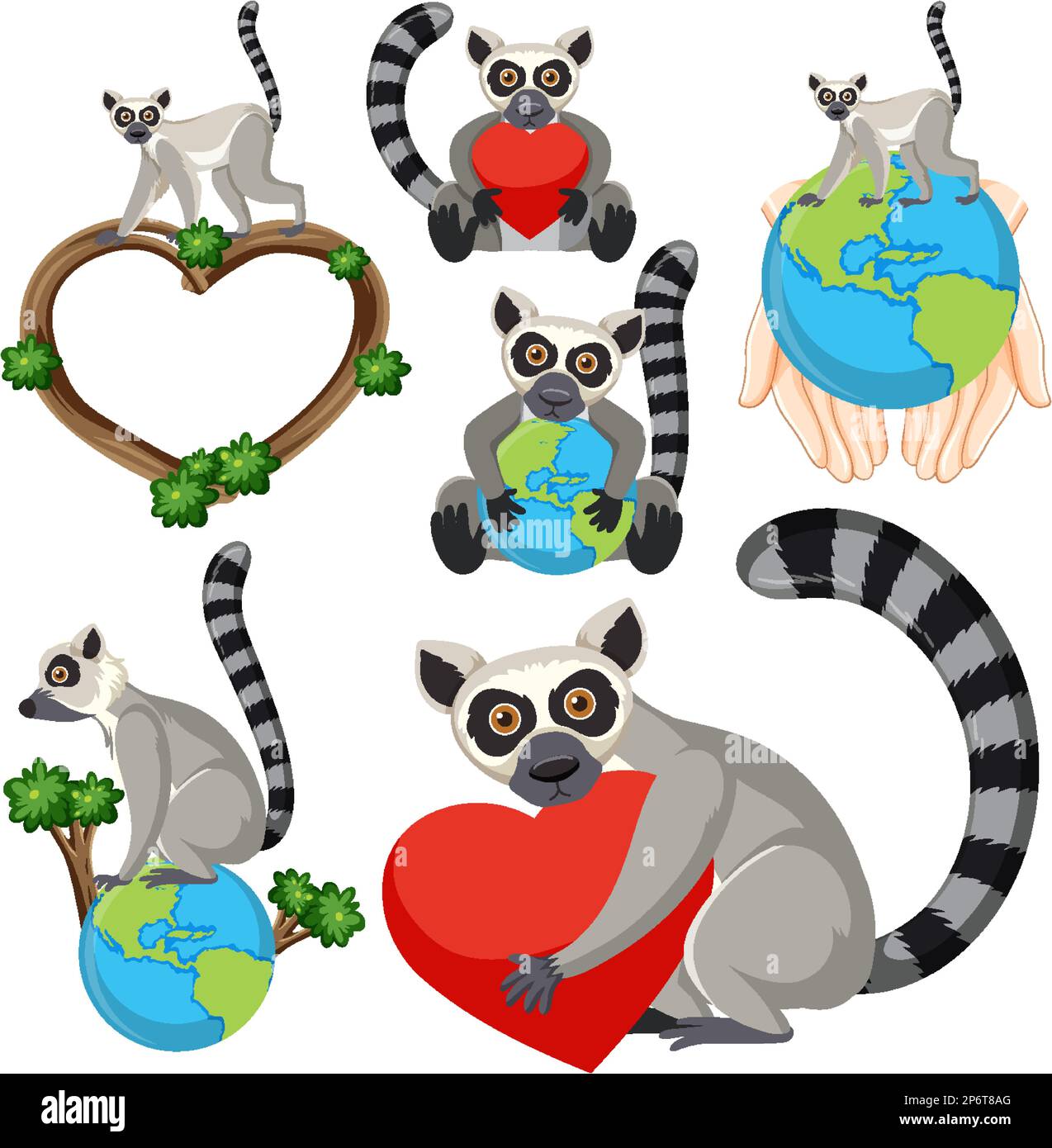 Set of lemur cartoon icon illustration Stock Vector Image & Art - Alamy