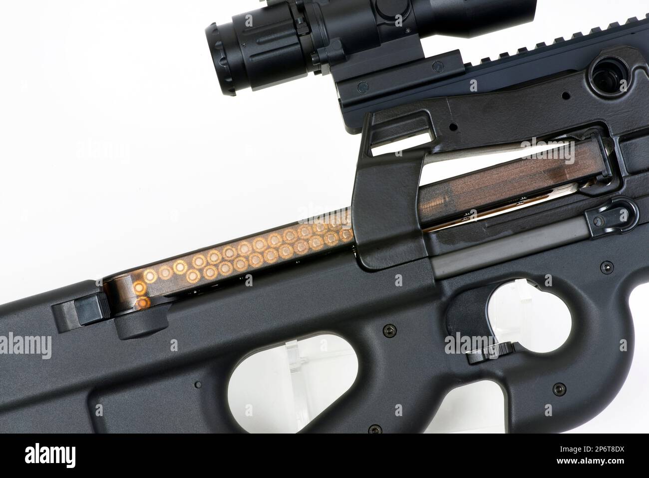 5.7 x 28mm assault rifle ammo with 50 round magizine Stock Photo - Alamy