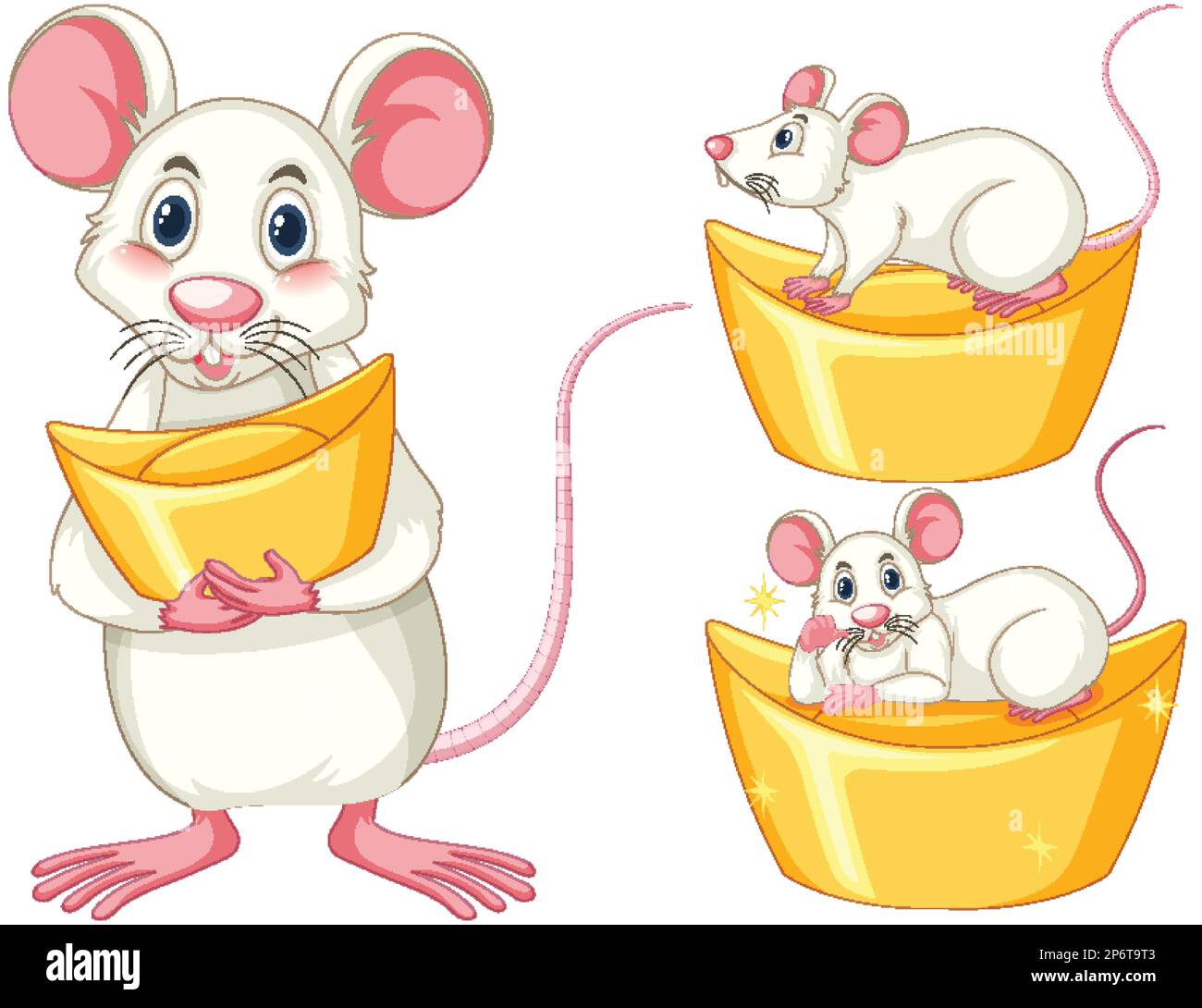 Happy mouse holding gold illustration Stock Vector Image & Art - Alamy