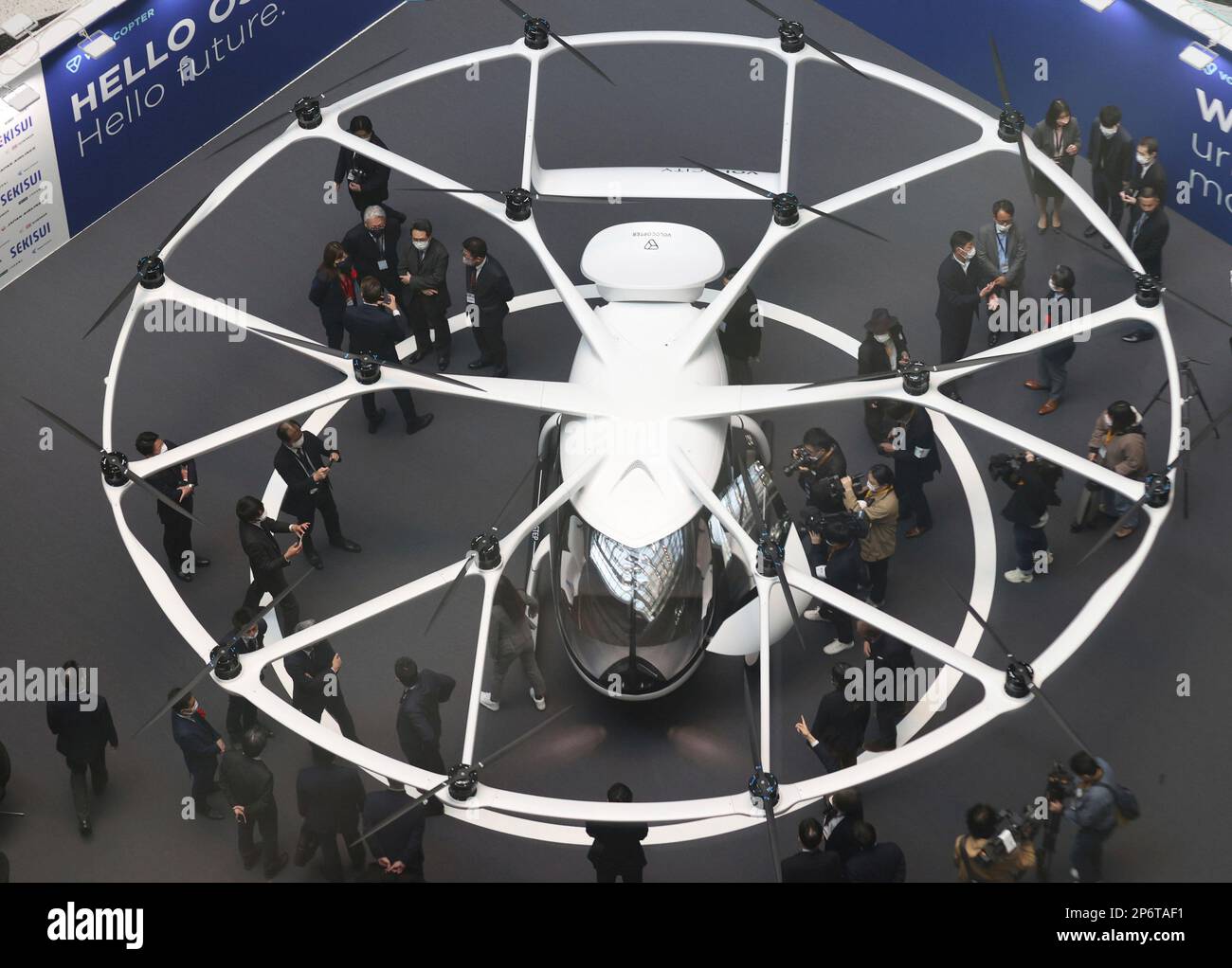 Volocopter, the pioneer of urban air mobility (UAM), shows a full-scale ...