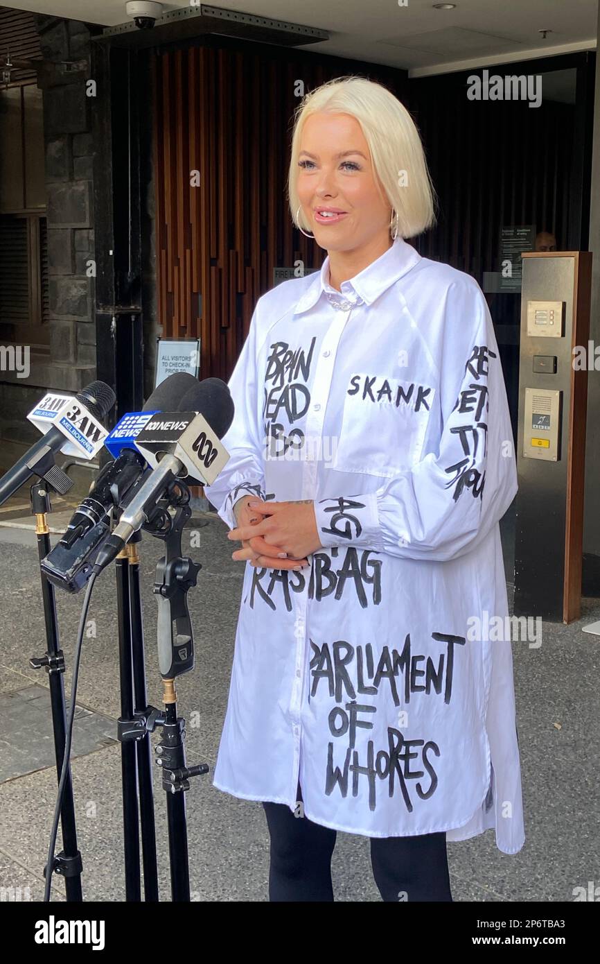 Animal Justice Party MP Georgie Purcell speaks to media at the ...