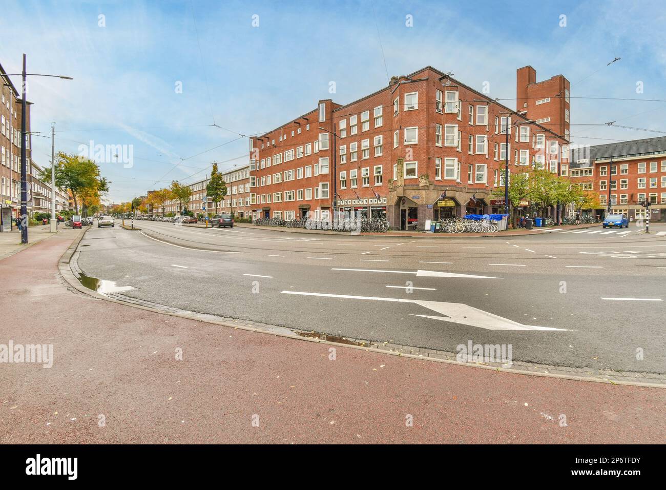 Amsterdam, Netherlands - 10 April, 2021: an intersection in the middle ...