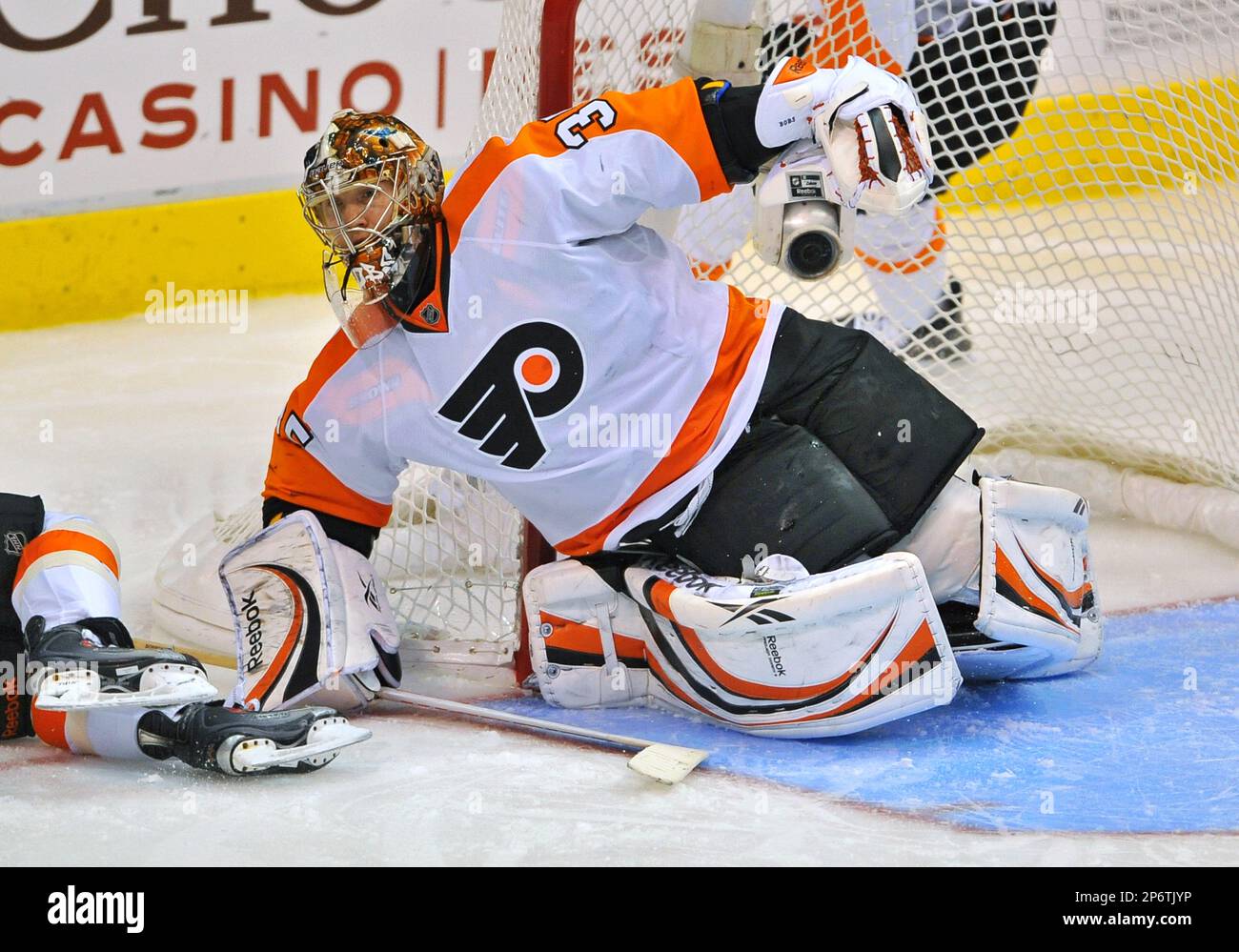 Dec 21st 2011 .Philadelphia Flyers goalie Sergei Bobrovsky (35) gets a ...