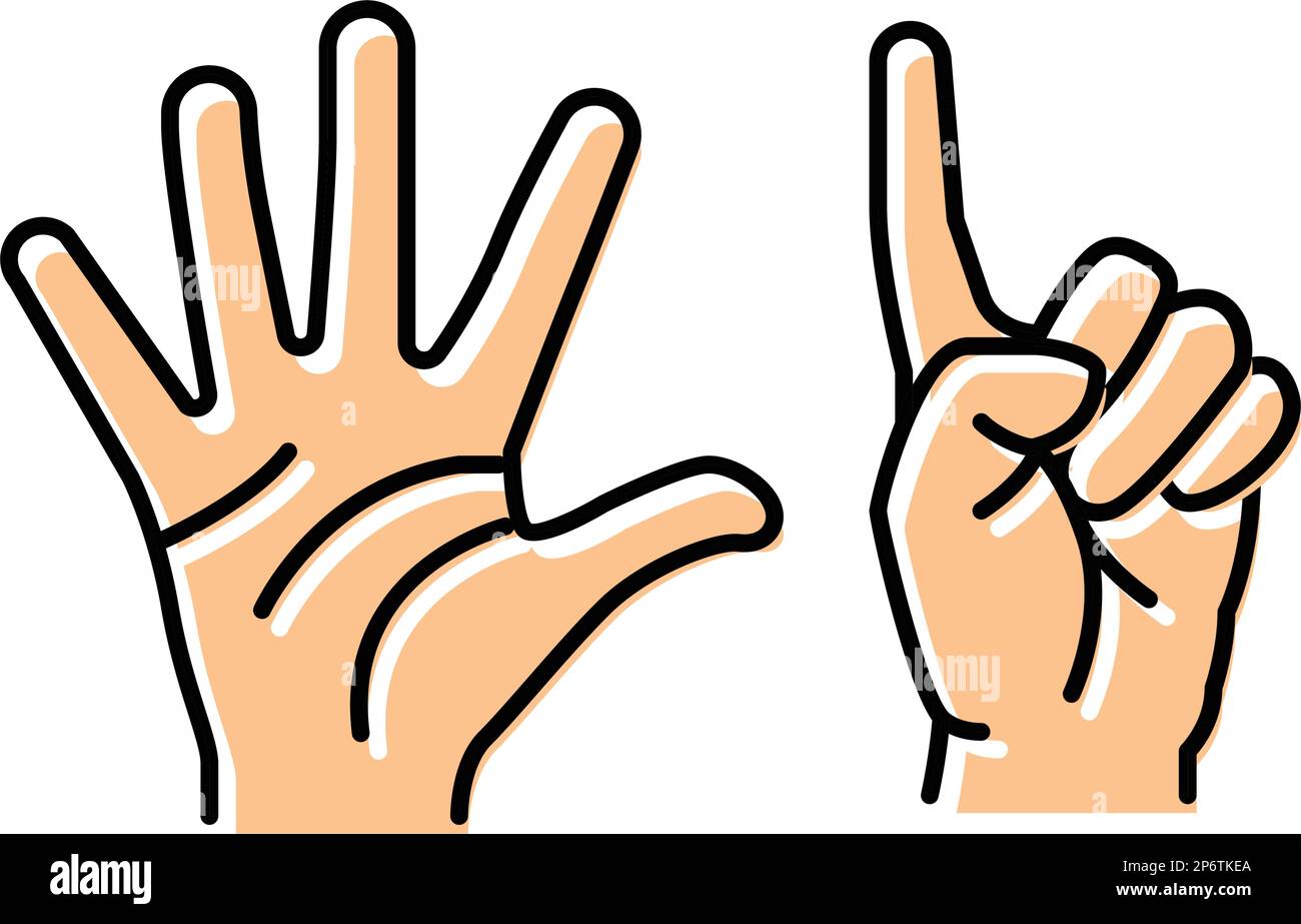 six number hand gesture color icon vector illustration Stock Vector ...