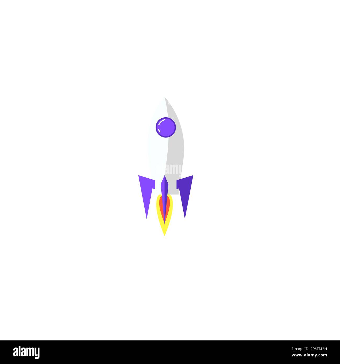 Vector bright color illustration with rocket. Exploration of space ...