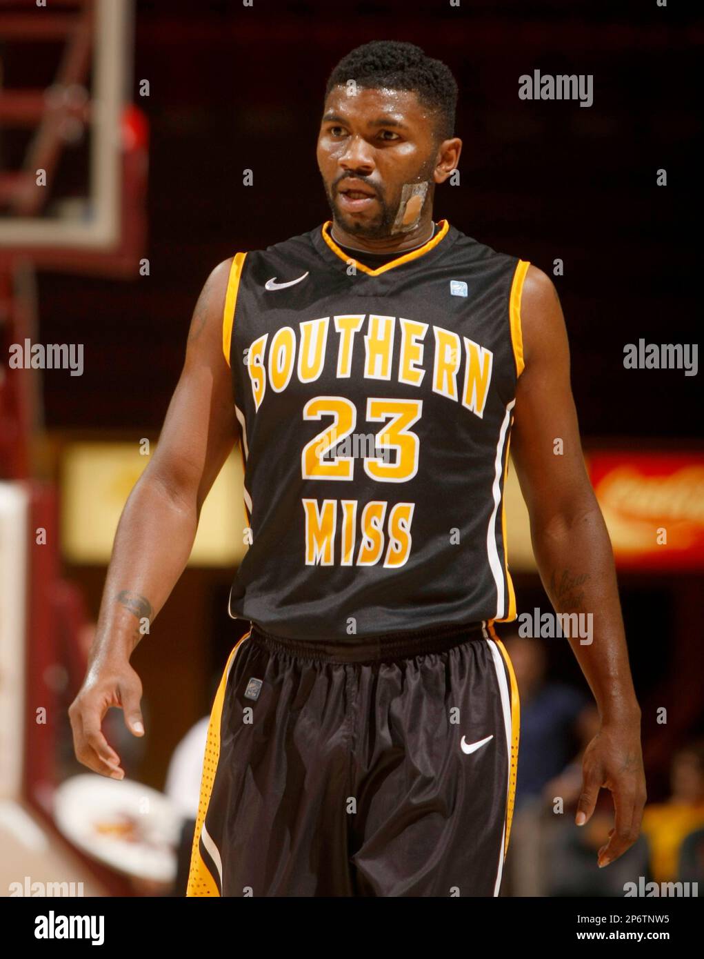 Southern Miss Golden Eagles guard Angelo Johnson in the first half ...