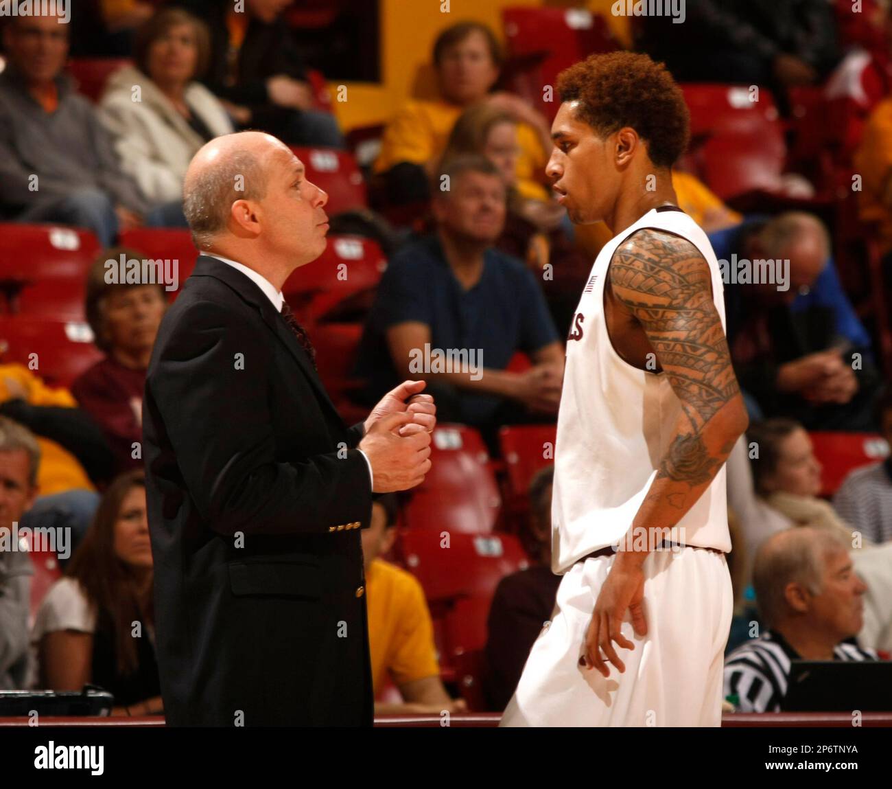 Arizona State Sun Devils guard Keala King, right, and head coach Herb ...