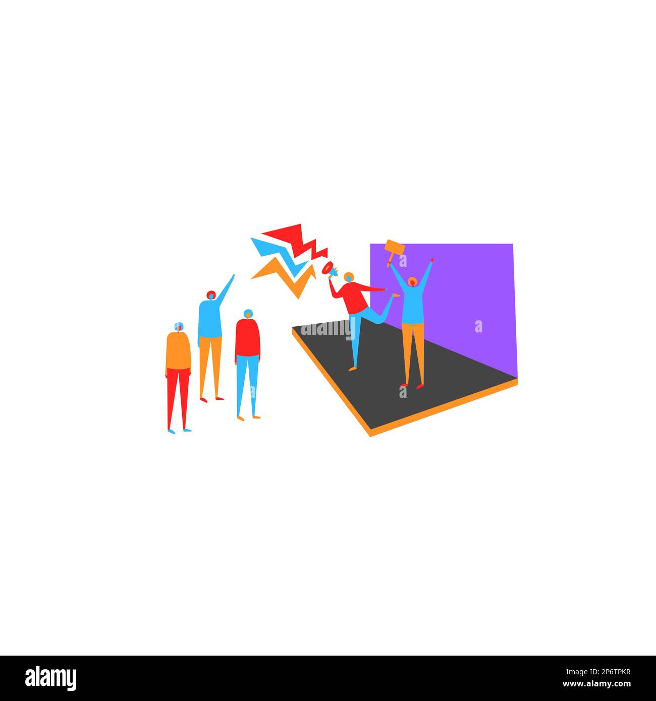 Group of activist leader making statement. Women on stage hold ...