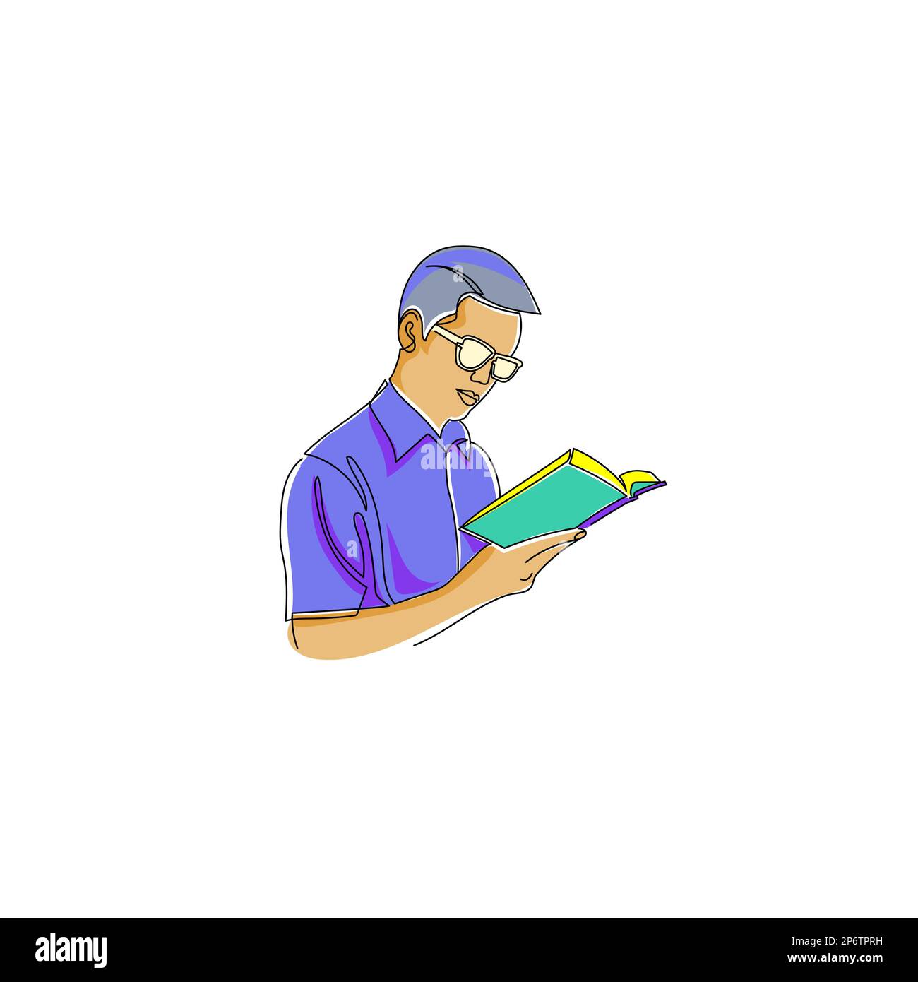 Old man reading interesting book.Person presenting mpotrant agenda.Main ...