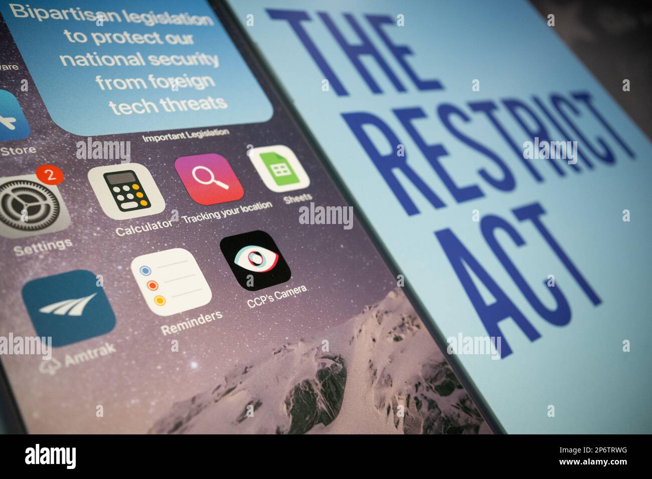 A detail view of a poster for the Restrict Act, before a press ...