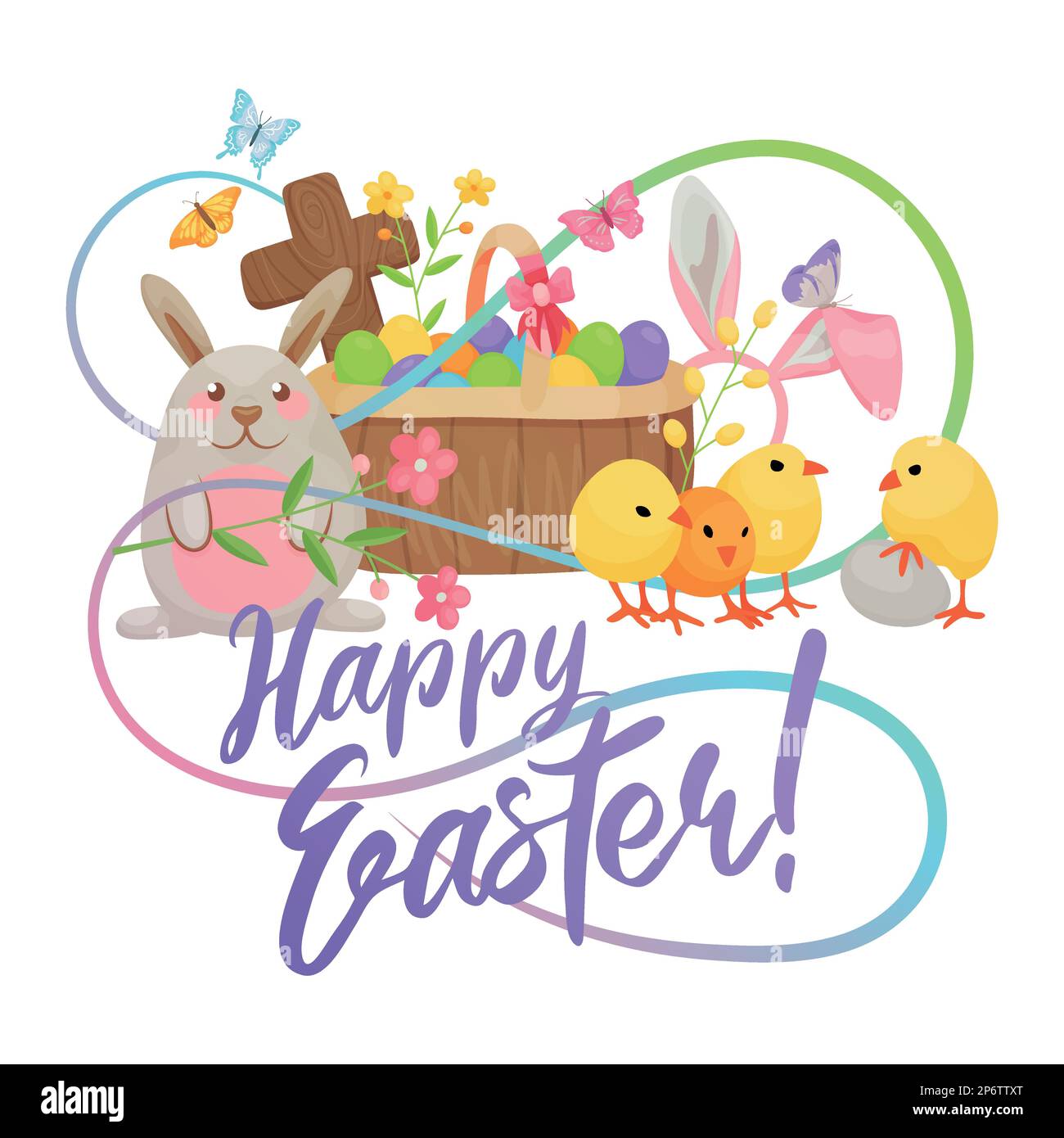 Happy Easter Design Element For Greeting Cards Postcards Flyers With