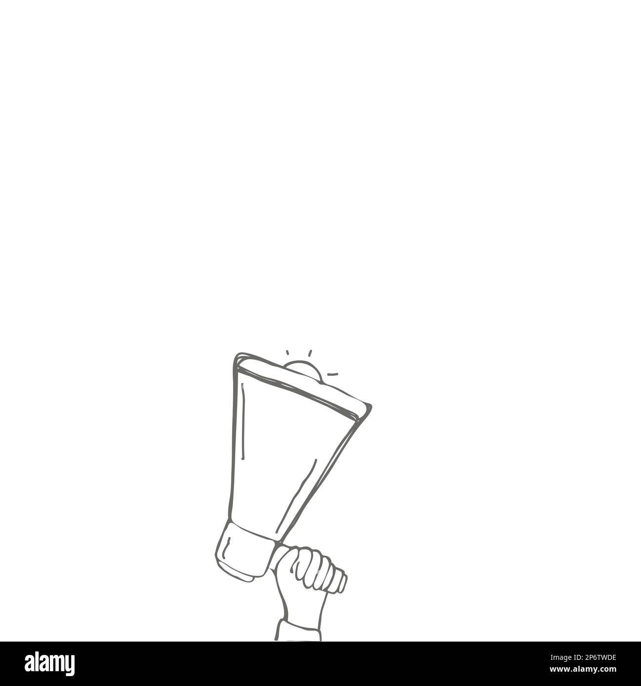 Hand Holding A Megaphones Drawing Making Loud New Announcement To The ...