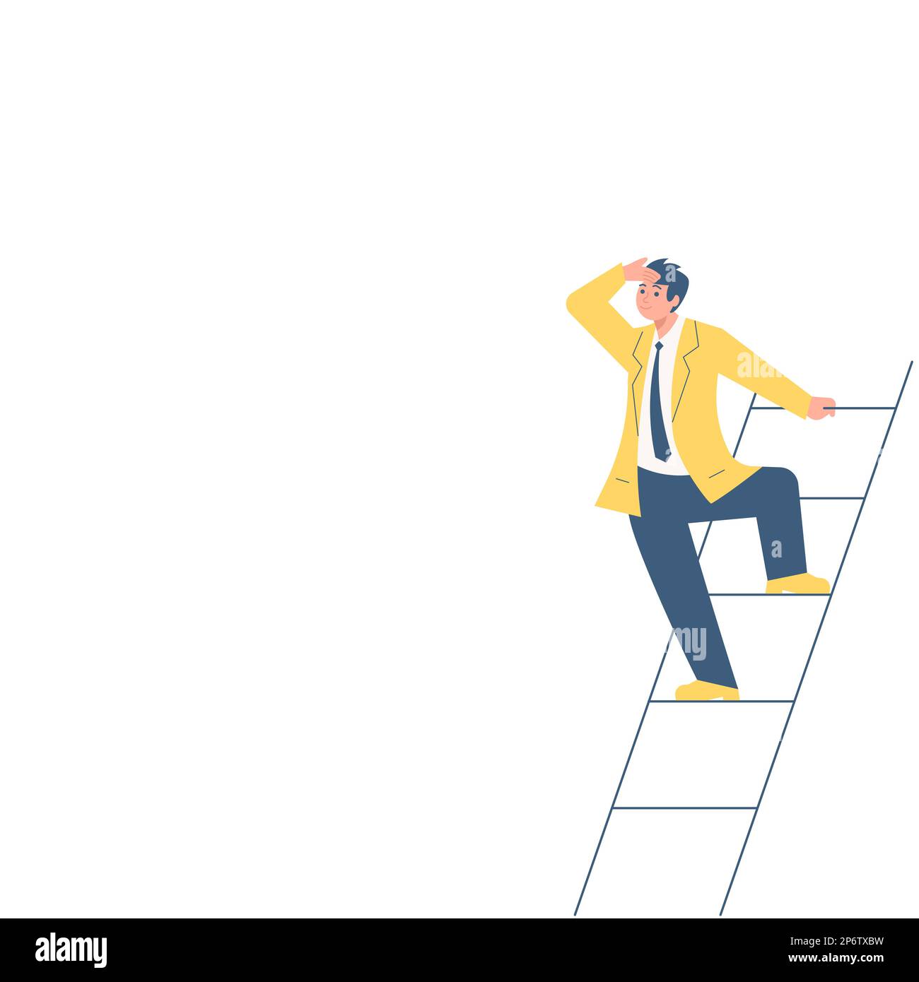 Businessman standing on hight stairs. Man presenting agenda. Person ...
