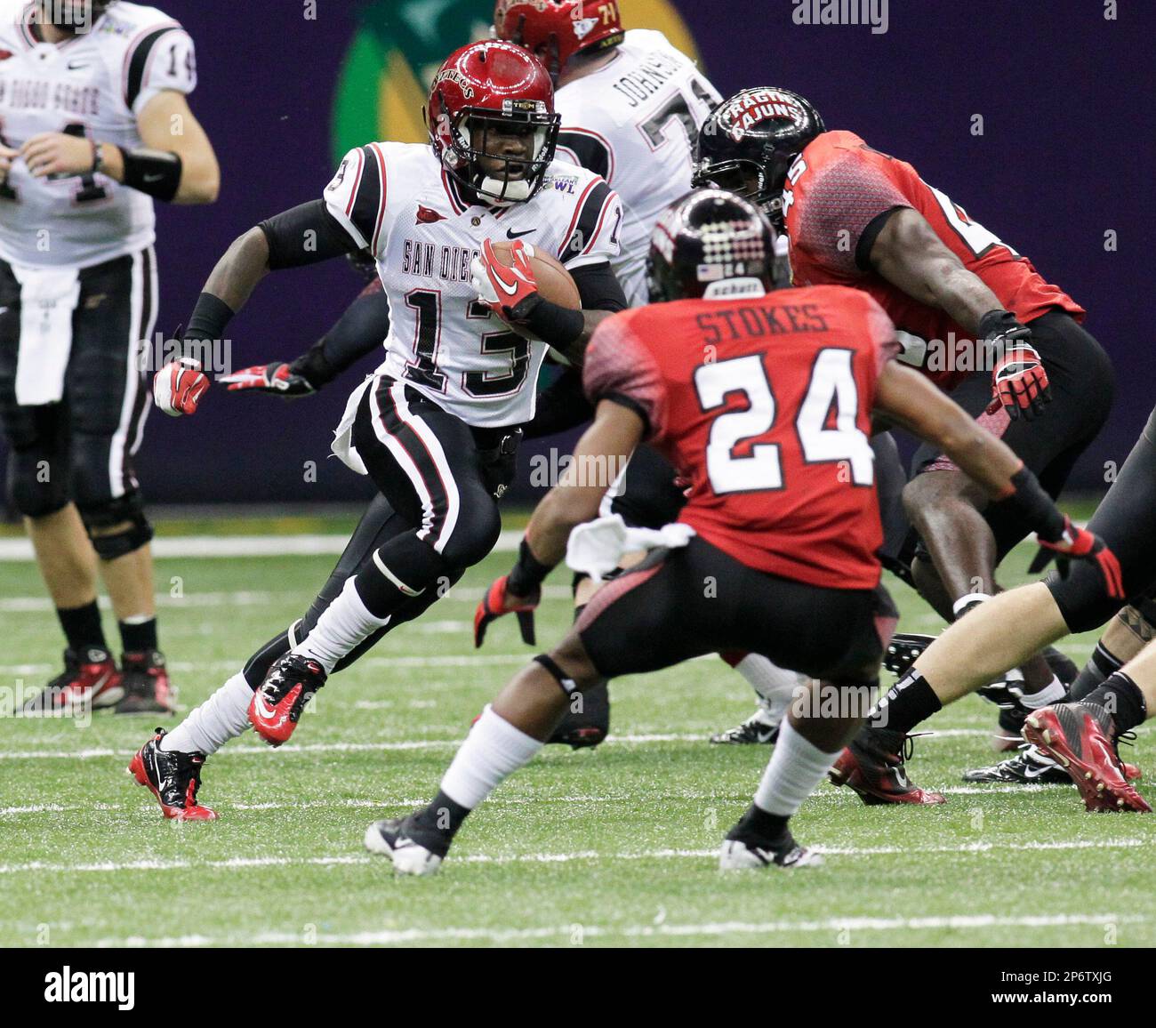 San Diego State running back Ronnie Hillman (13) cuts away from ...