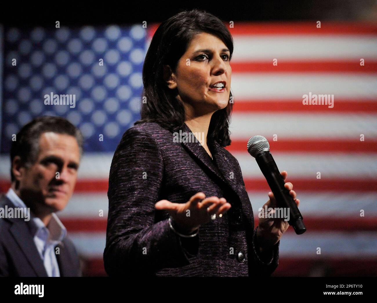 South Carolina Gov. Nikki Haley, right, speaks, as Republican ...