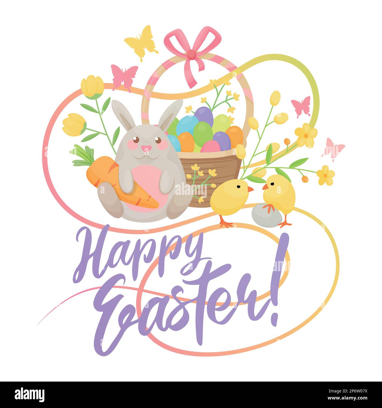 Happy Easter design element for greeting cards, postcards, flyers, with ...