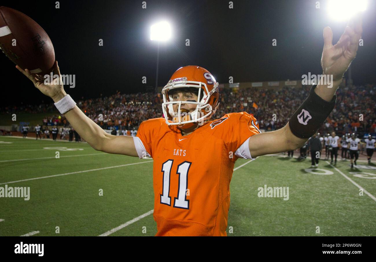 Sam Houston State quarterback Brian Bell (11) celebrates after ...