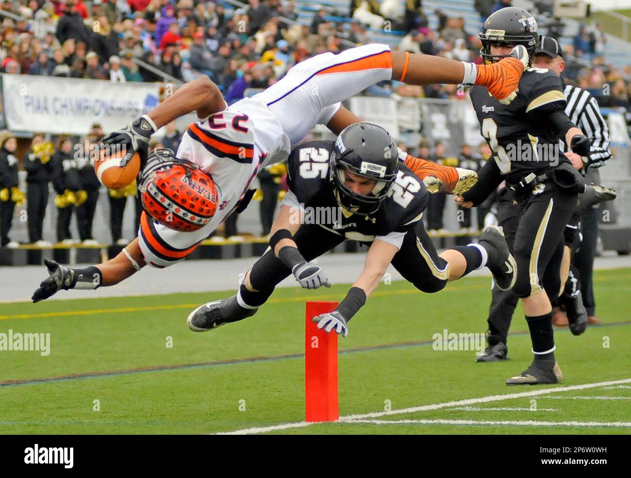 Clairton's Tyler Boyd (23) is stopped just short of the goal line by ...