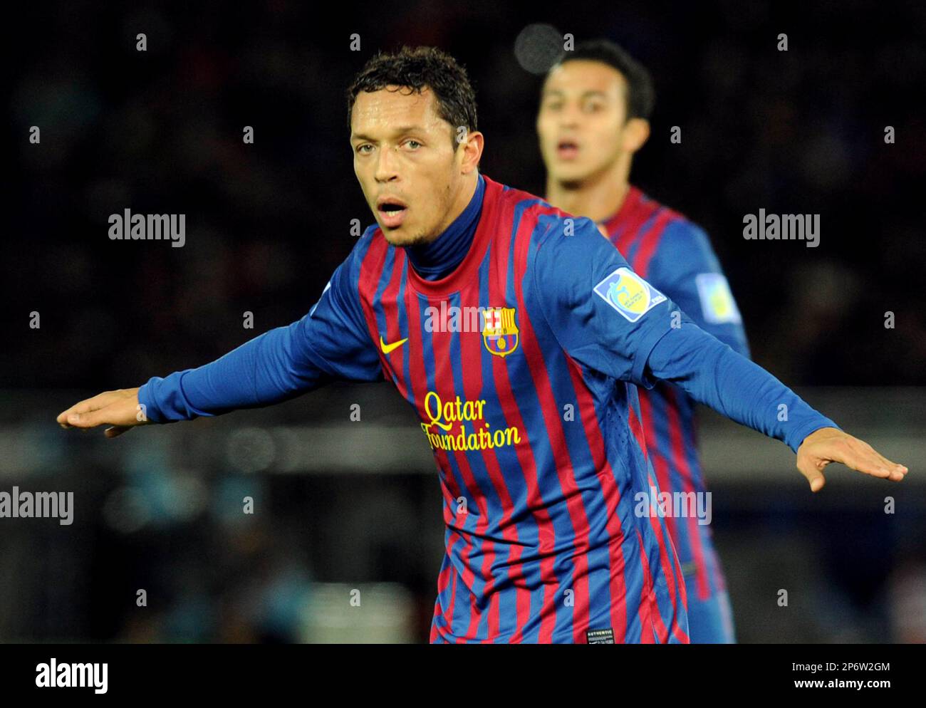 Barcelona's Adriano celebrates after scoring his second goal during the ...