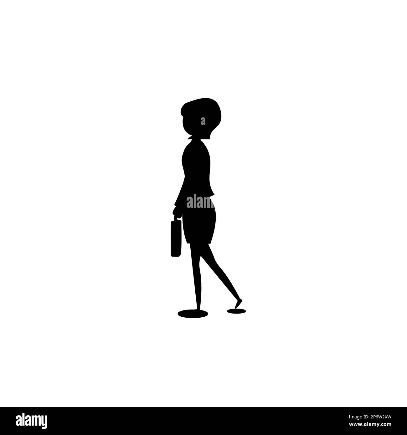 Female professional silhouette with a briefcase waiting for an ...