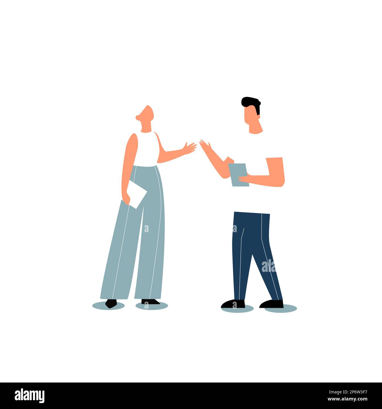 People talking about important things. Colleagues discussing agenda and ...