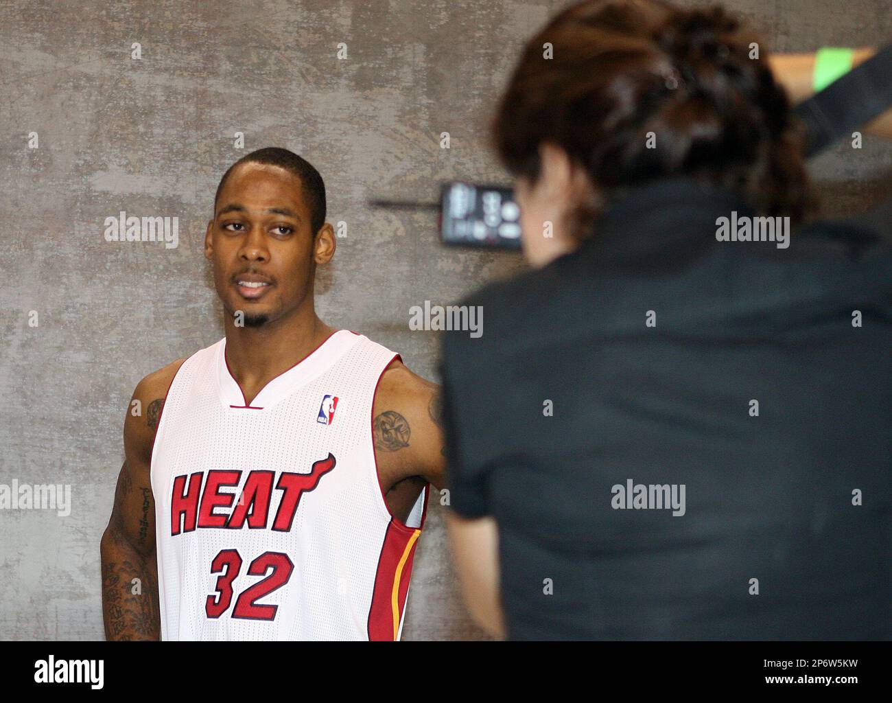Miami Heat's Mickell Gladness poses for photos during an NBA basketball ...