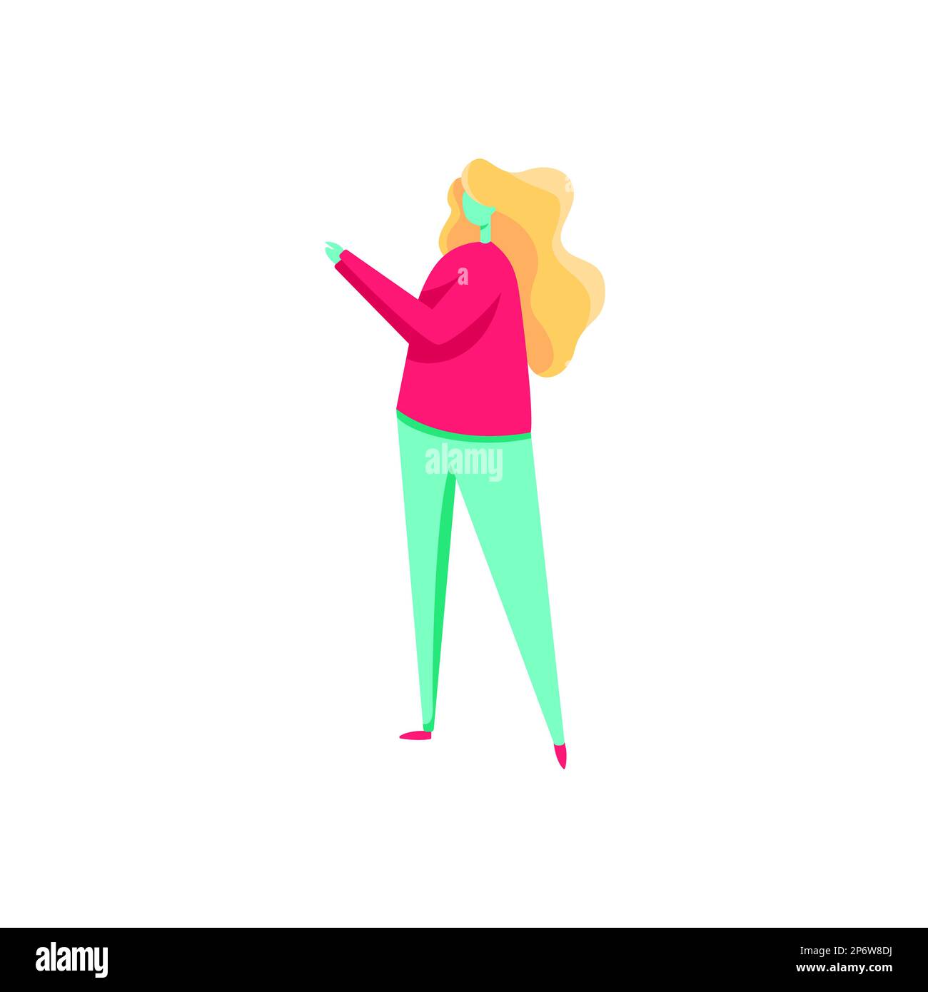 Illustration Of A Lady in Casual Standing Alone Presenting Strategic ...