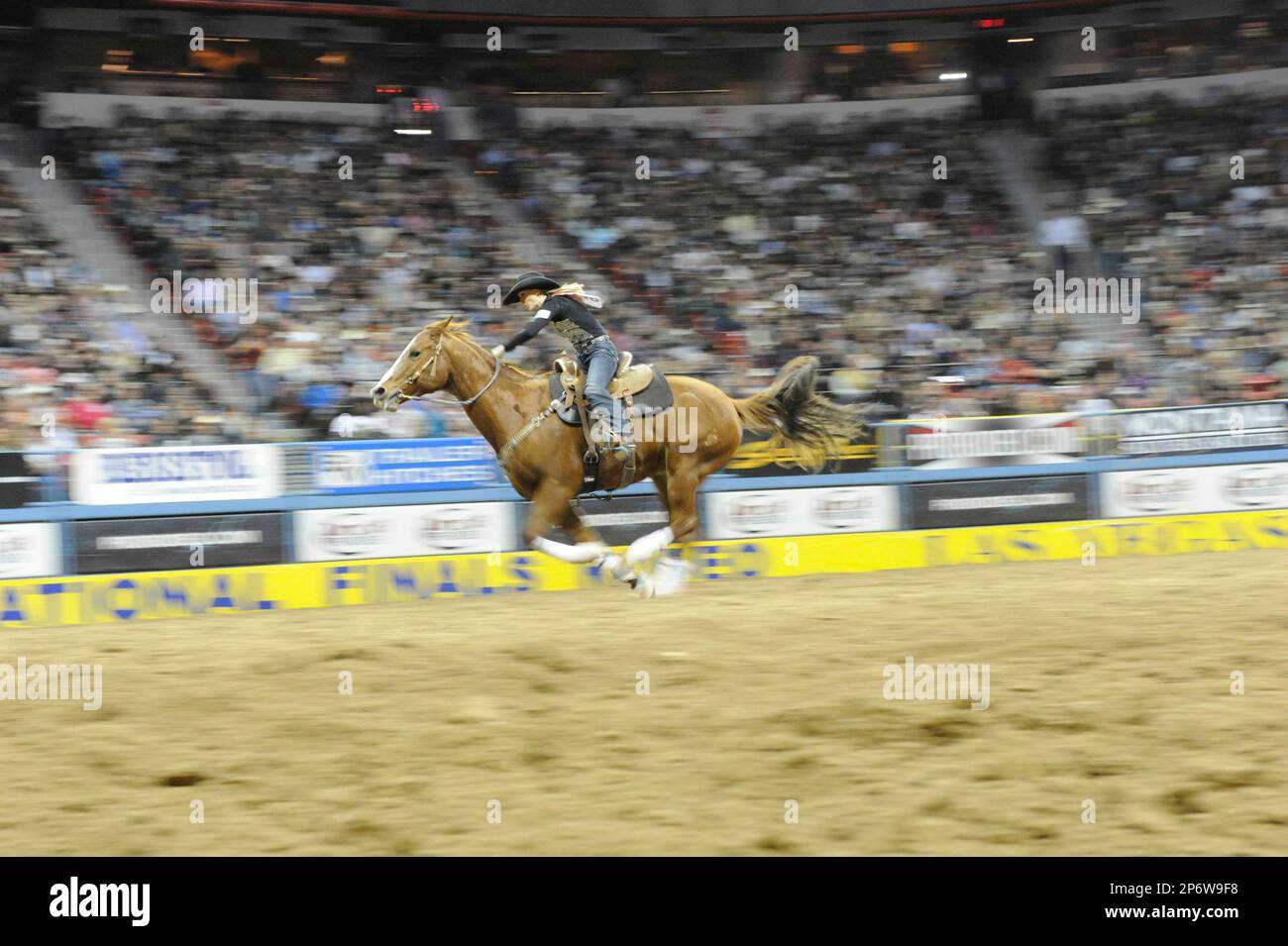 2011 DEC 09: Lindsay Sears of Nanton, AB during the barrel racing ...