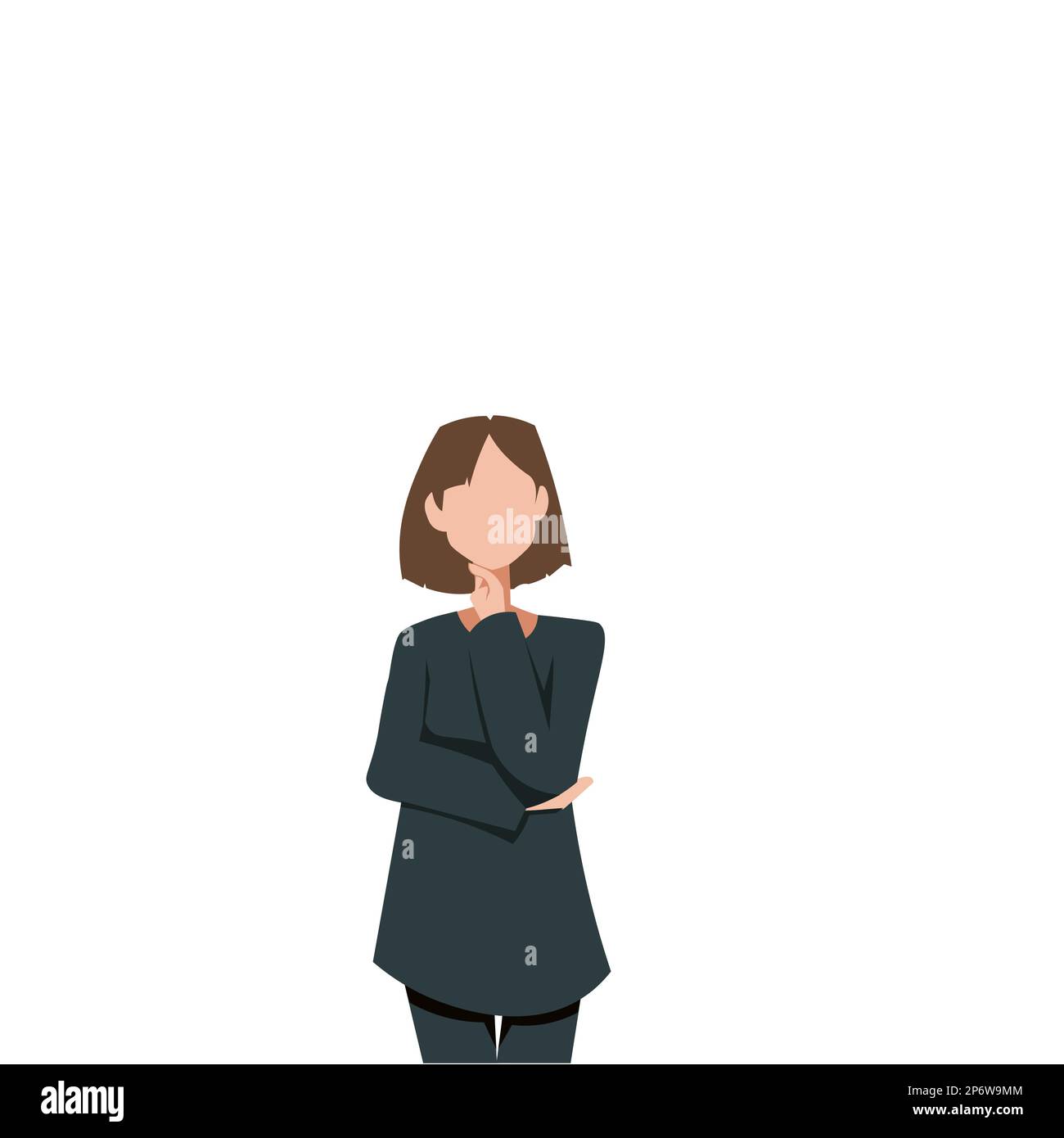 Illustration Of A woman Standing Firmly Thinking Deeply Coming Up With ...