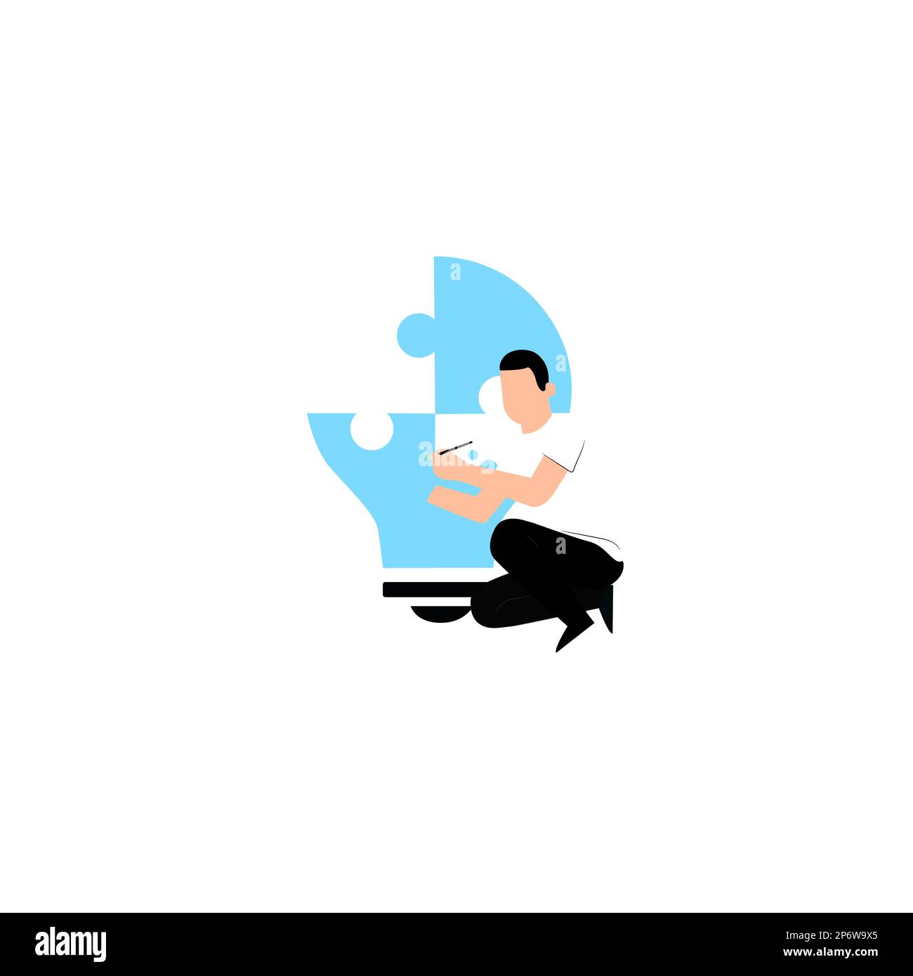 Man in suit painting puzzle piece symbolizing global innovative ...