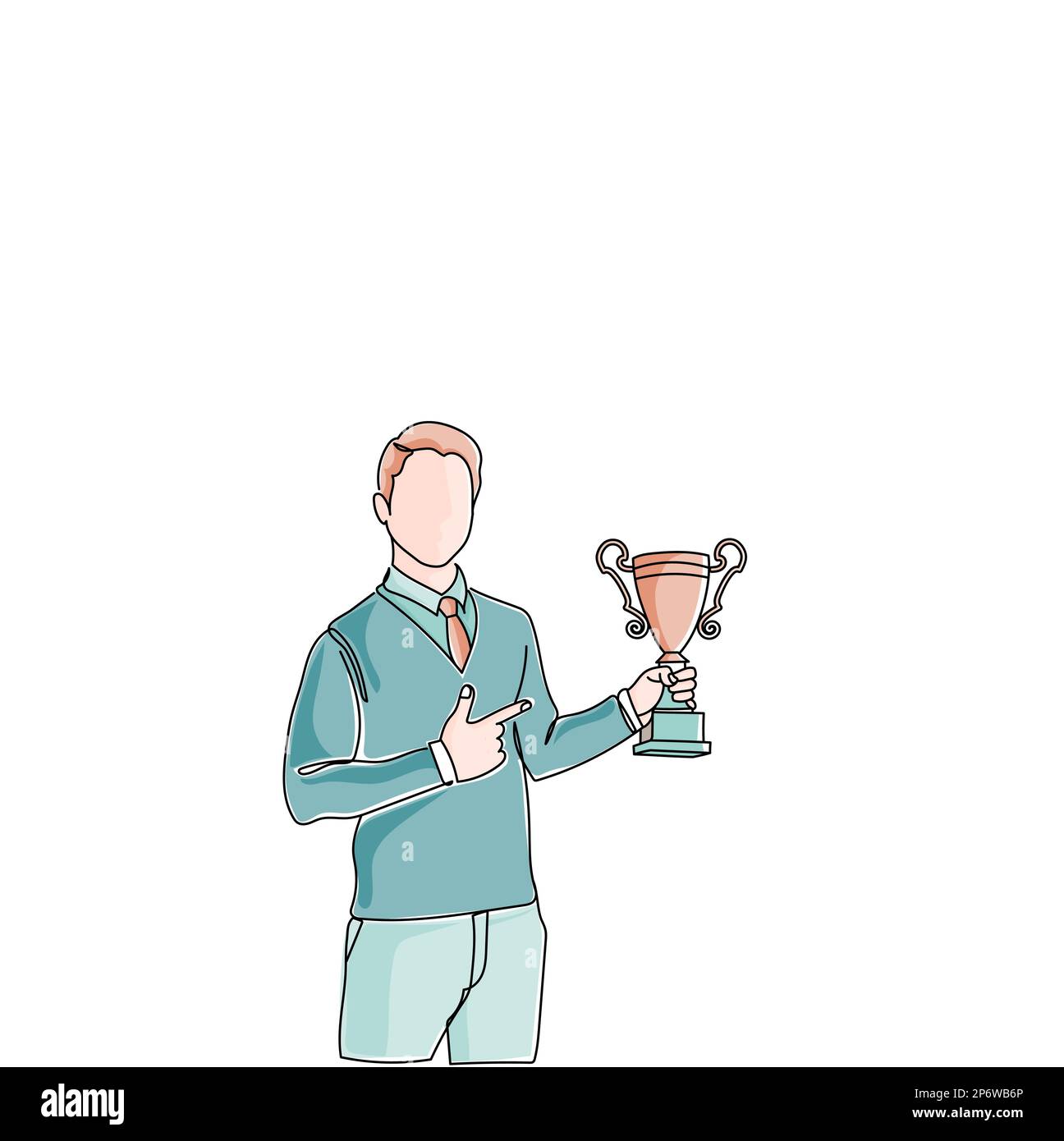 Man Holding Winner cup on blank background. Smiling guy celebrating ...