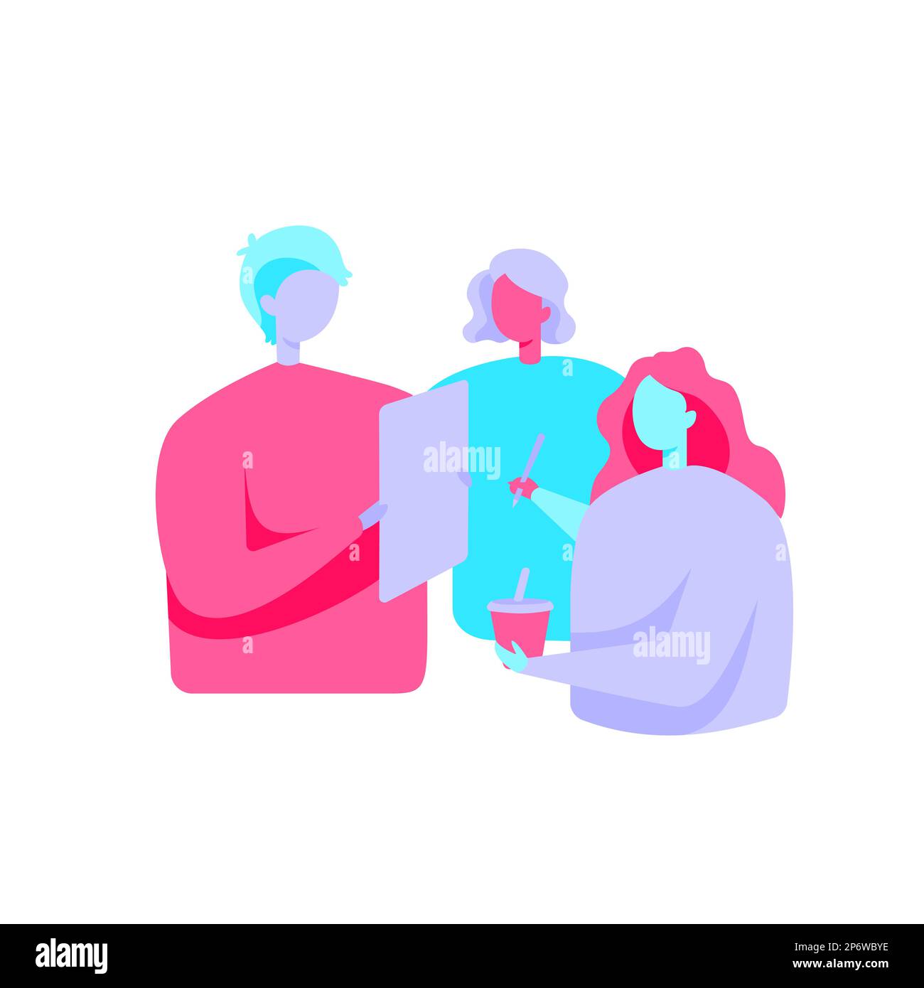 People talking about important things. Colleagues discussing agenda and ...