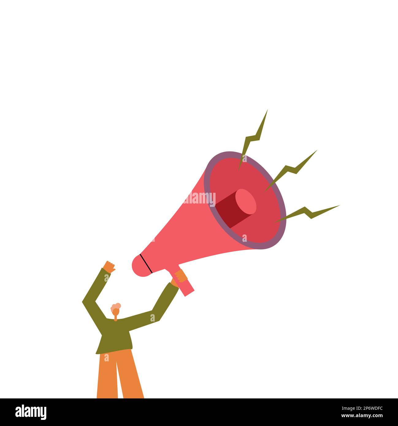 Man Standing Drawing Holding Loud Megaphone Raising Hand With Thumb ...