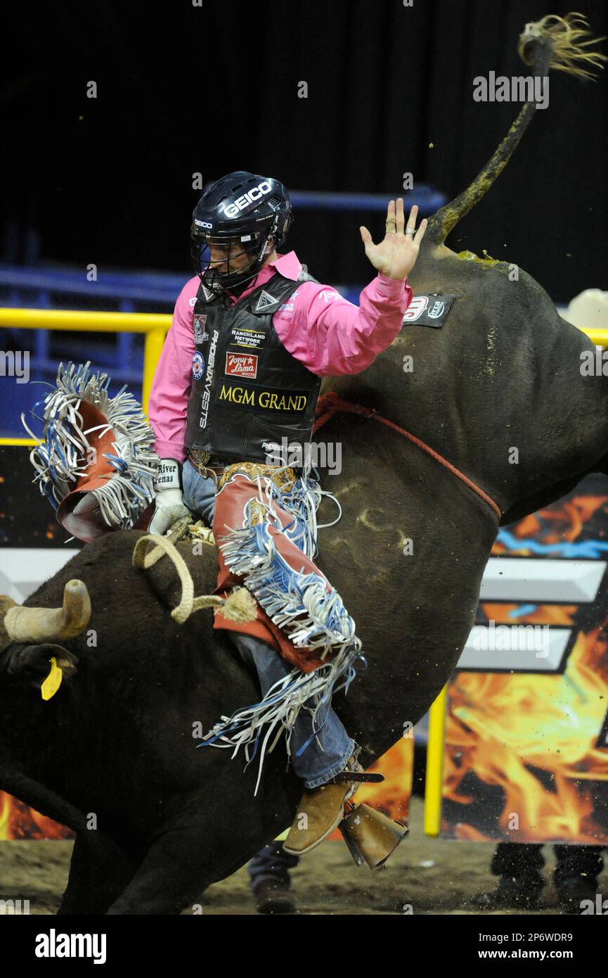 2011 DEC 05: J.W. Harris of Mullin, TX rides Zombie Zoo during the bull ...
